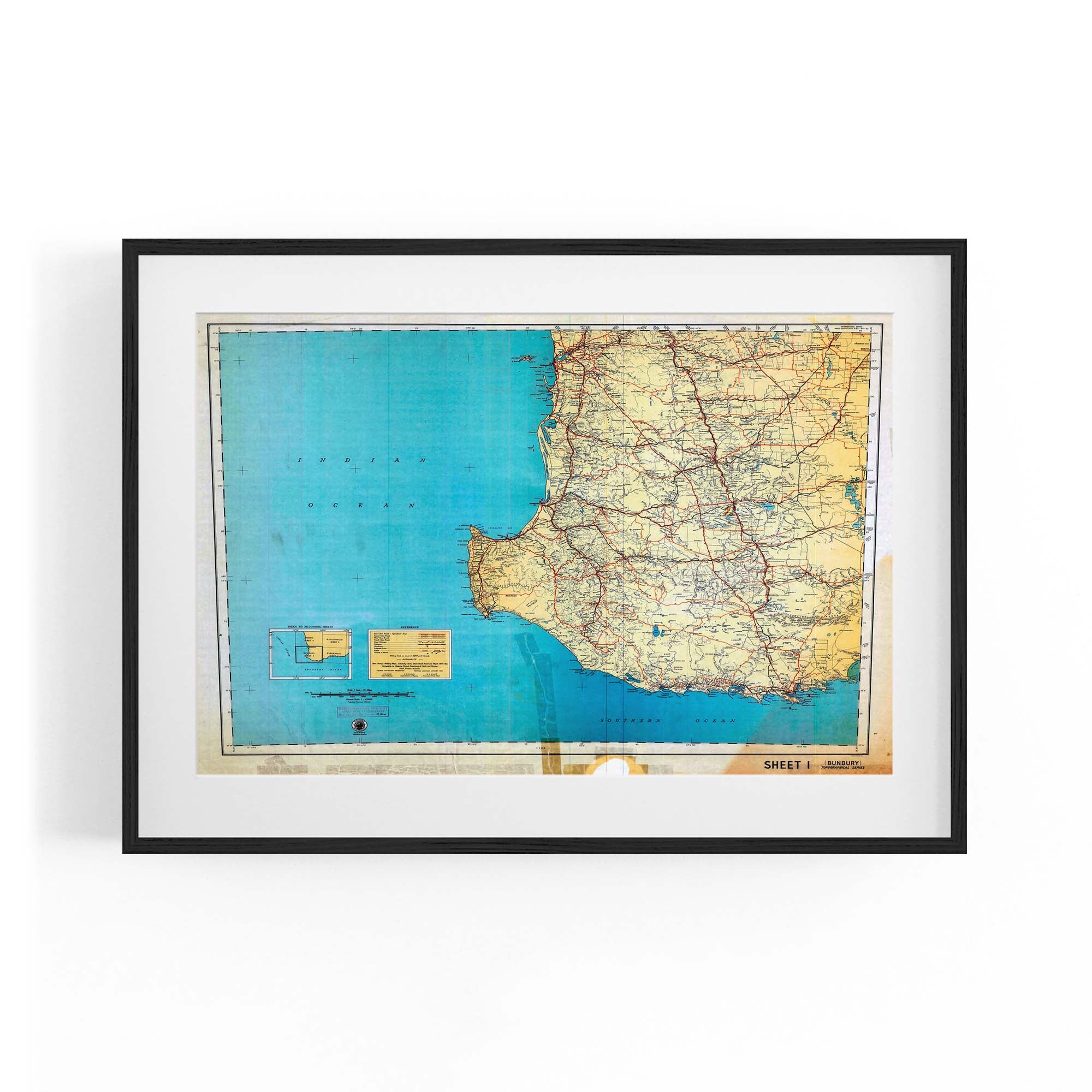 1954 Map of Bunbury & Surrounds, Western Australia – Vintage Maps