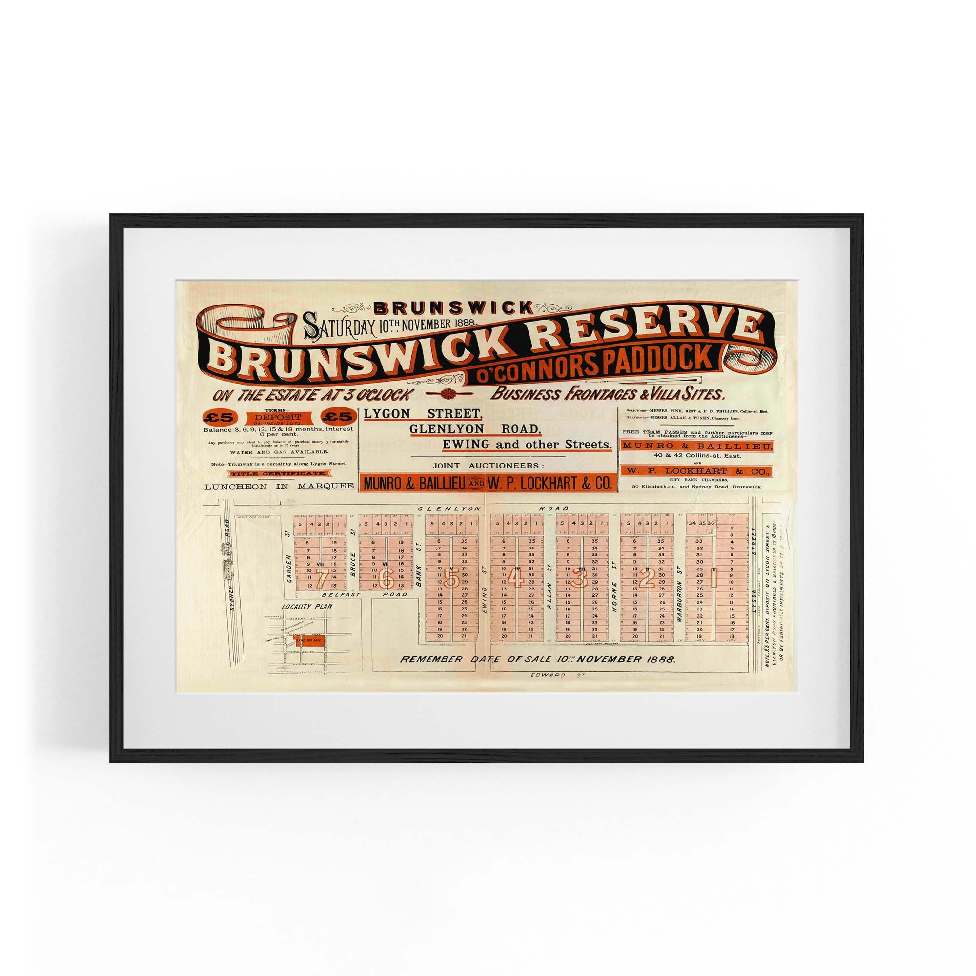 1888 Vintage Map of Brunswick, Victoria Australia – Vintage Maps