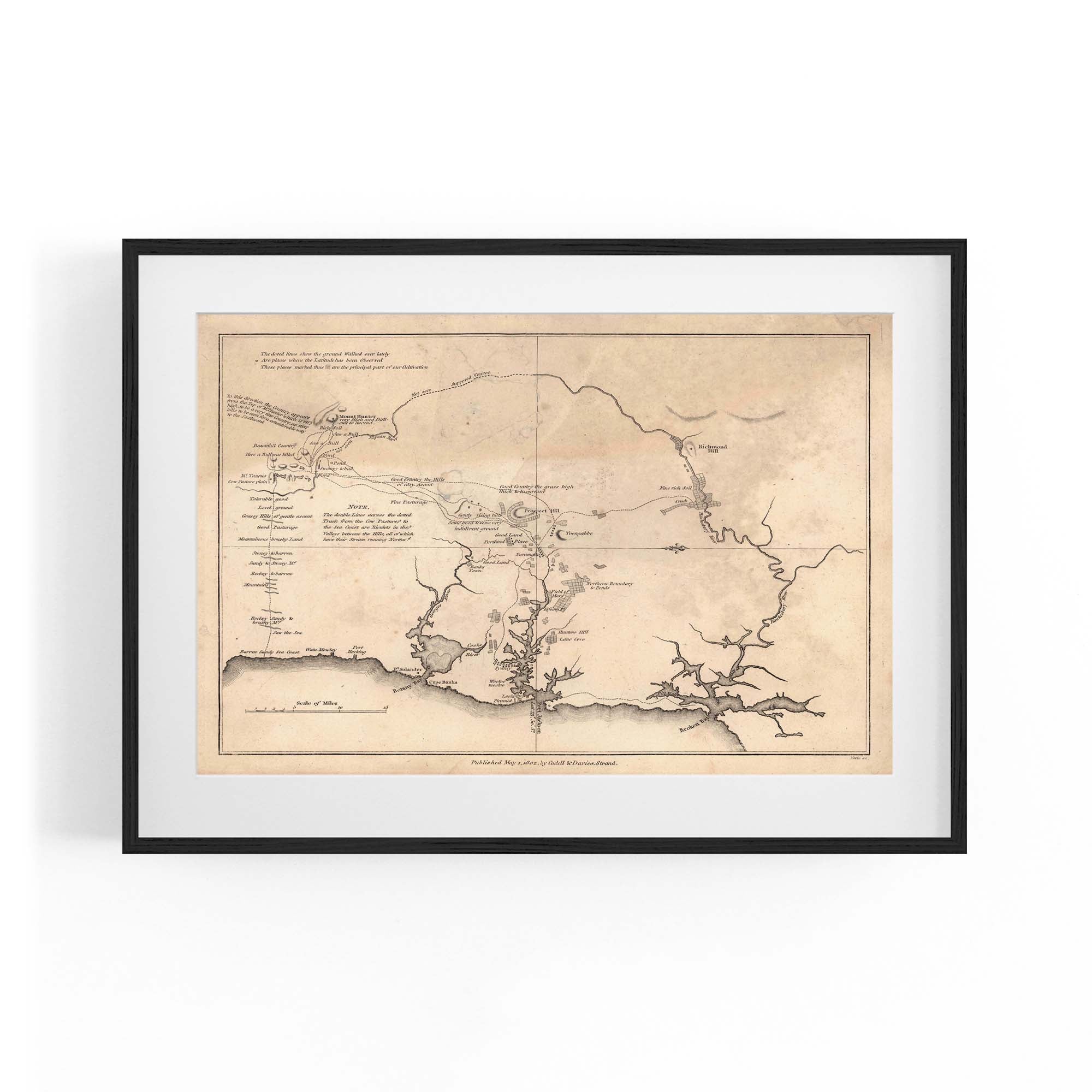 1802 Chart of the three harbours of Botany Bay, Port Jackson and Broke ...
