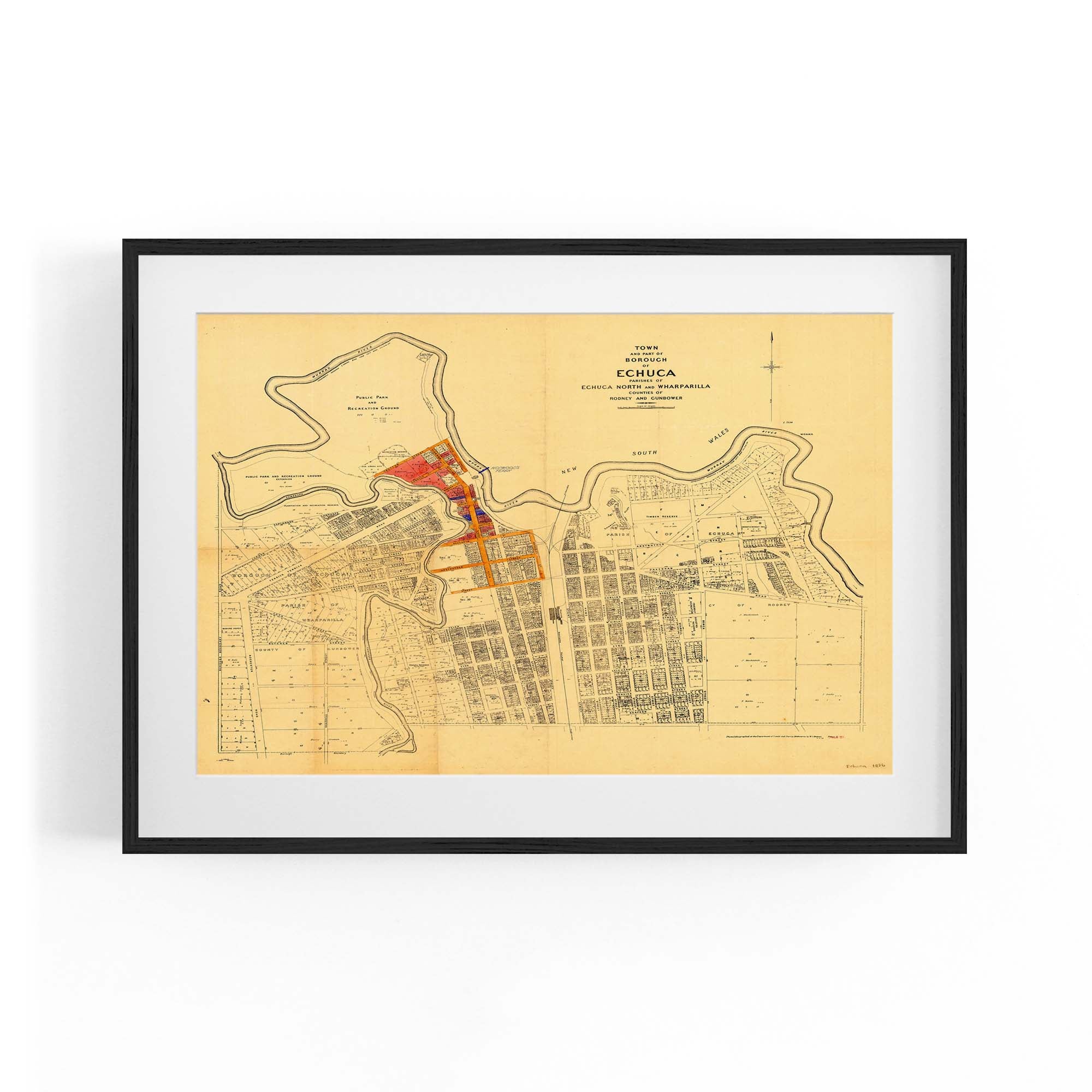 1926 Vintage Map of Echuca, Victoria Australia – Vintage Maps