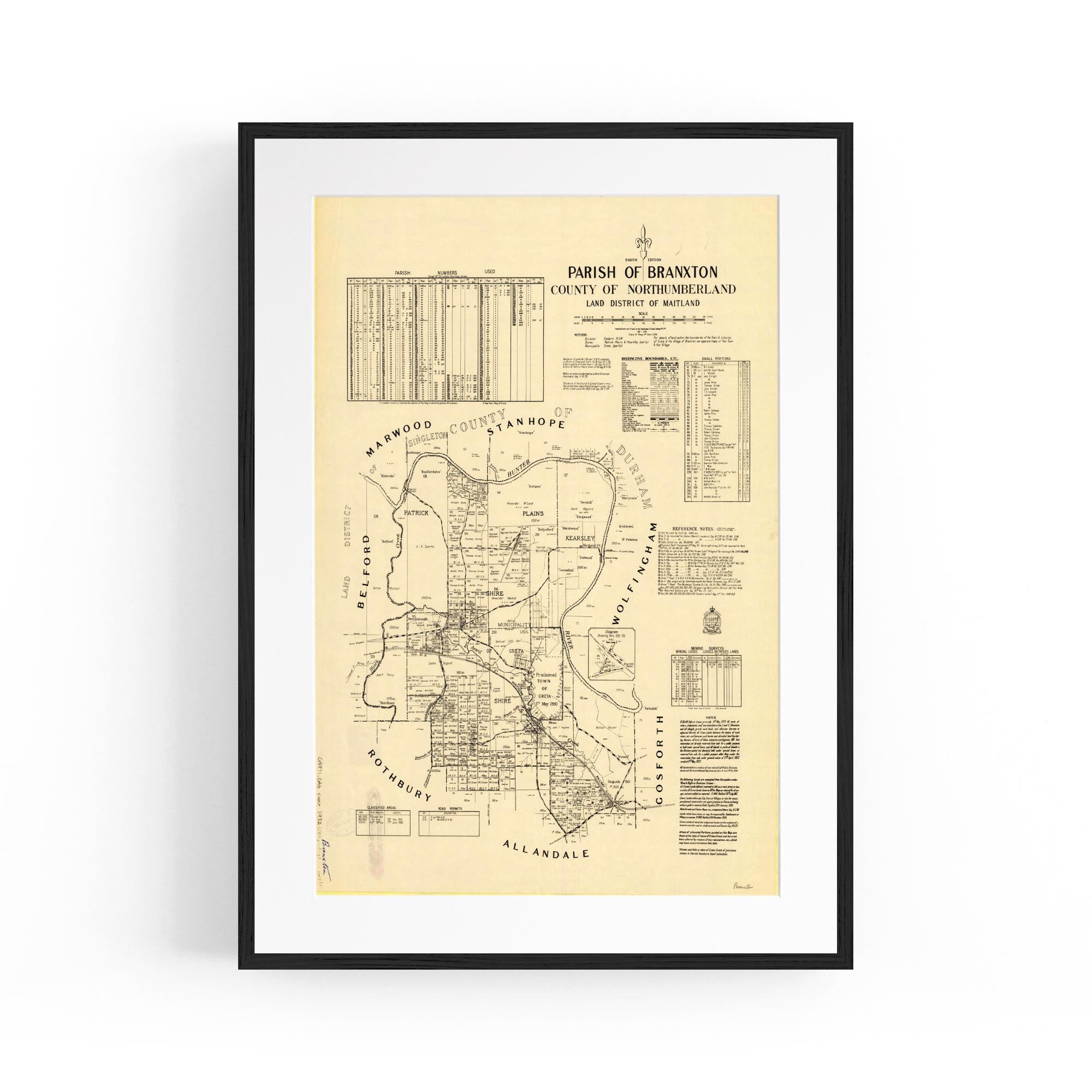 1932 Map of Branxton & Greta, New South Wales – Vintage Maps
