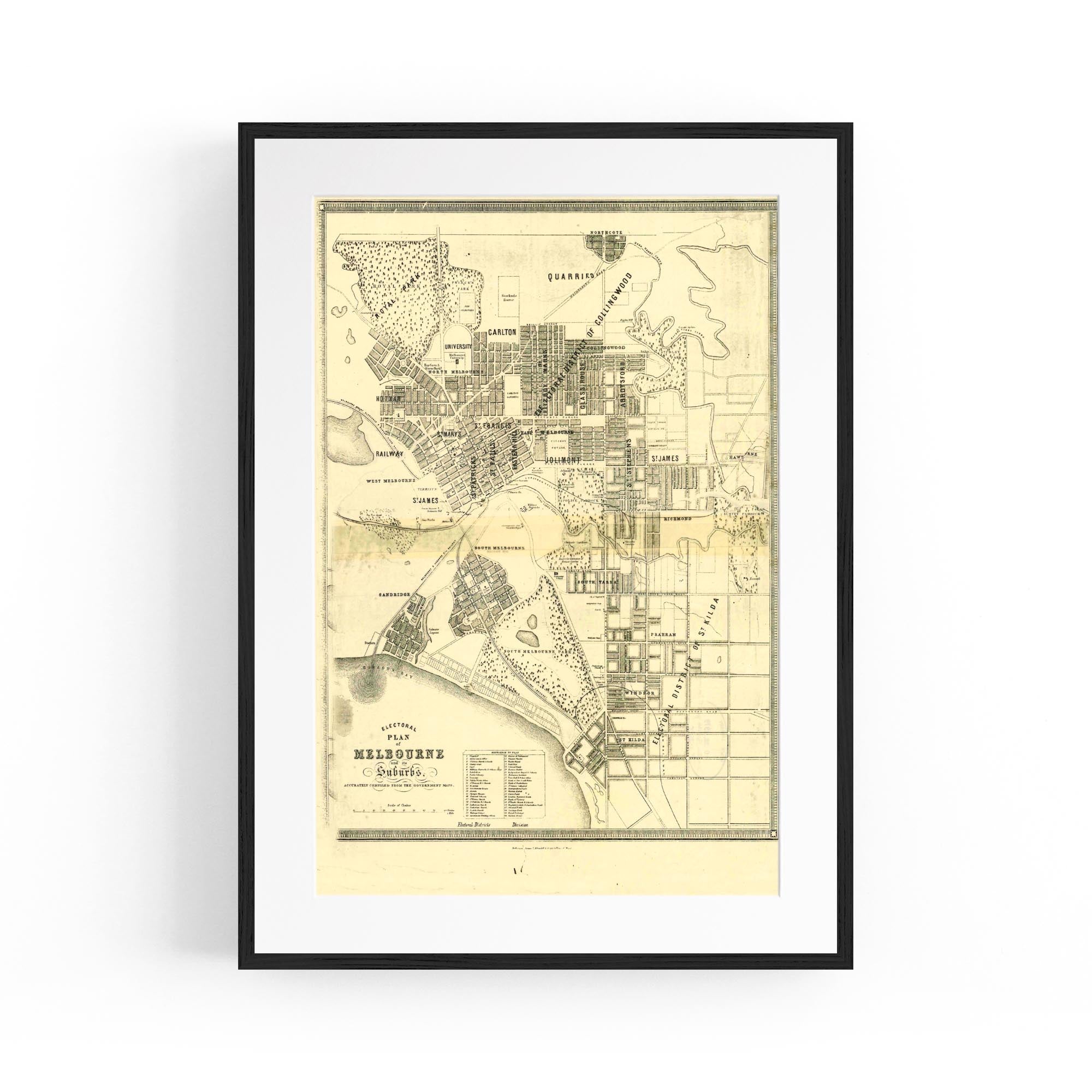 1856 Electoral Map of Melbourne & Suburbs – Vintage Maps