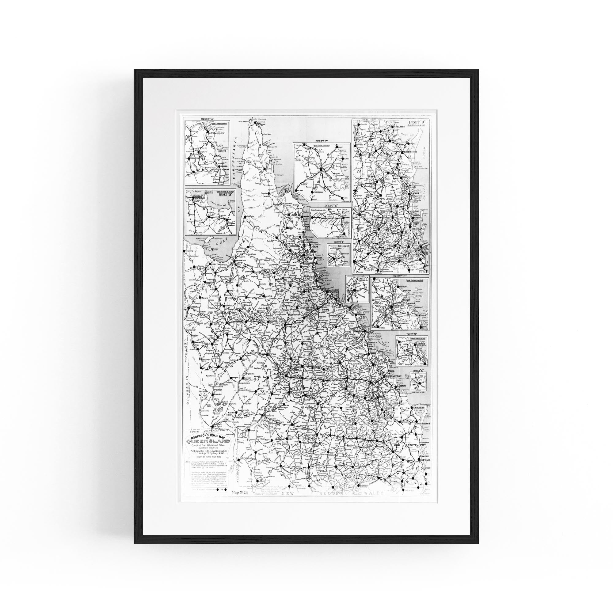 1928 Robinson's Road Map of Queensland – Vintage Maps