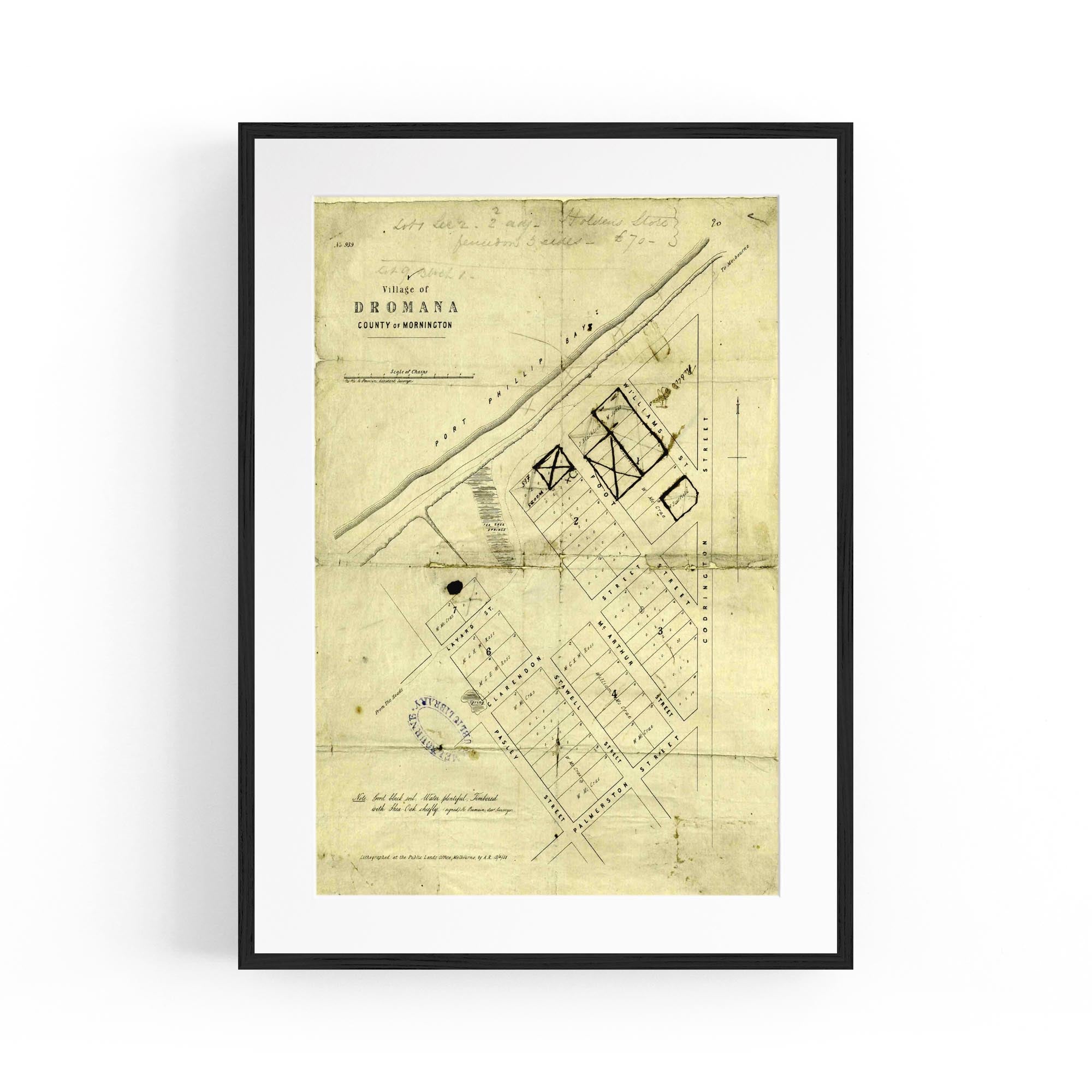 1858 Vintage Map of Dromana, Victoria – Vintage Maps