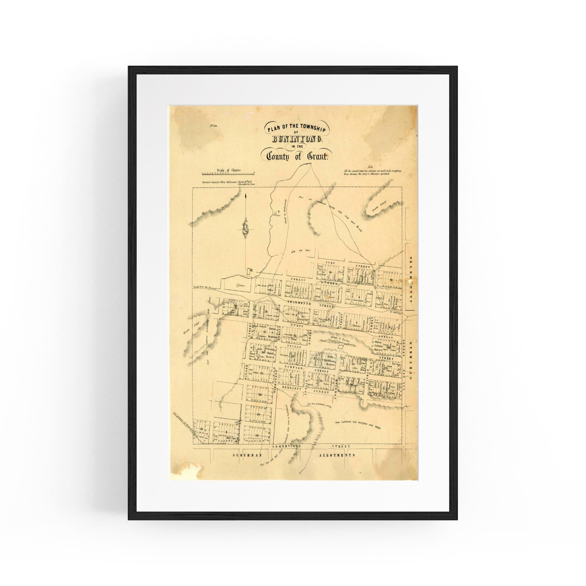 1856 Vintage Map of Buninyong, Victoria Australia – Vintage Maps