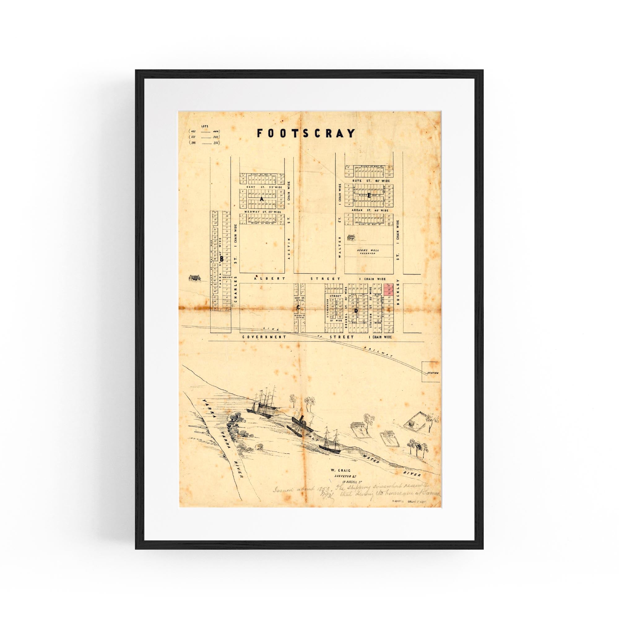 1853 Vintage Map of Footscray (Seddon), Victoria Australia – Vintage Maps