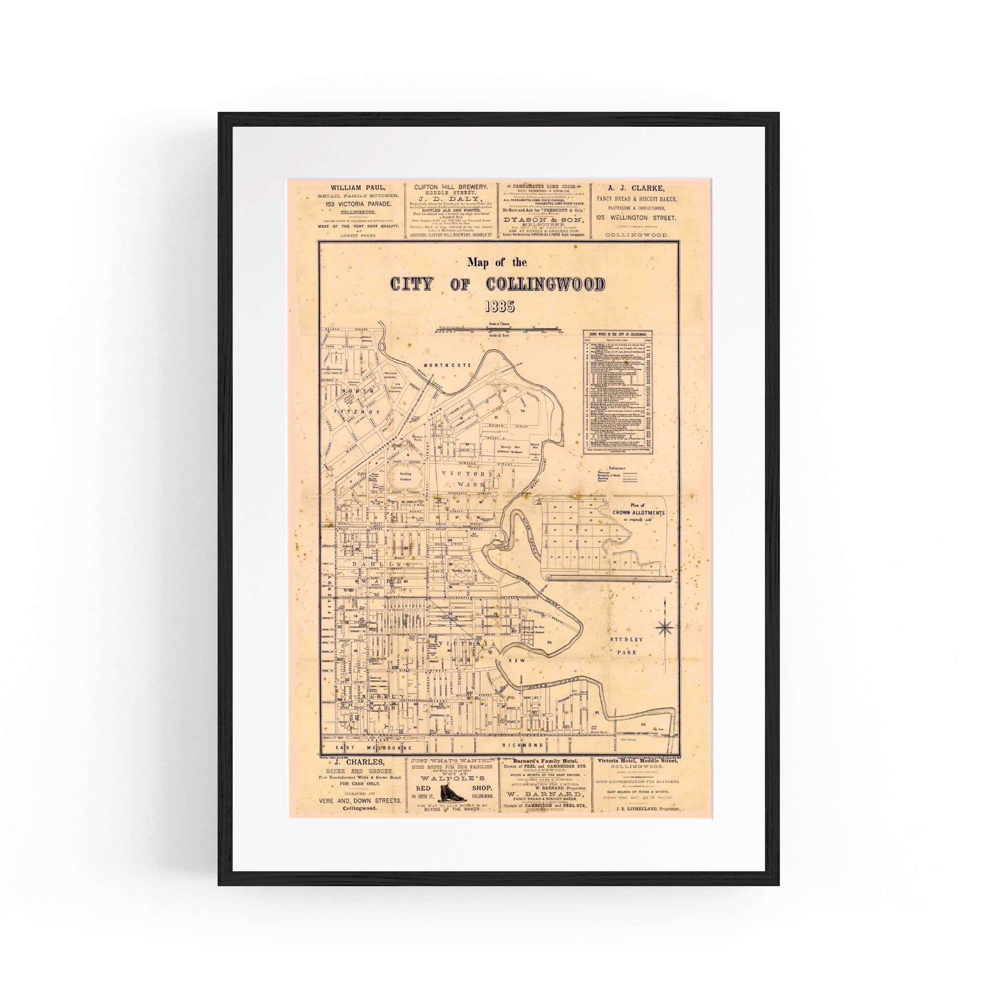 1885 Vintage Map of Collingwood, Victoria – Vintage Maps