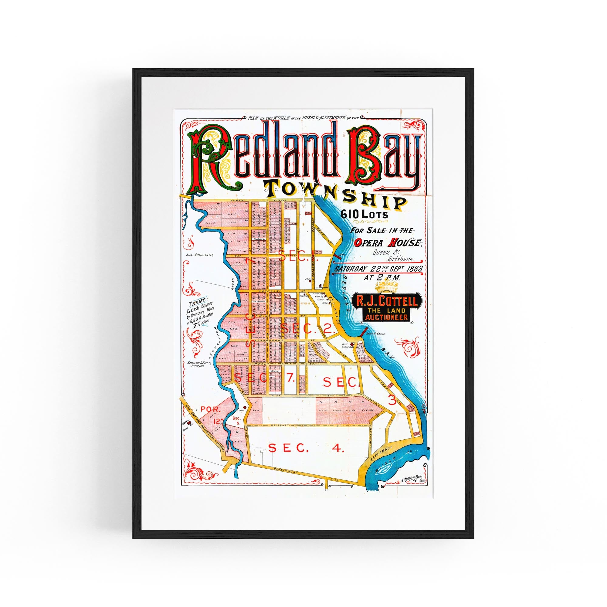 1888 Map of Redland Bay, Brisbane, Queensland – Vintage Maps