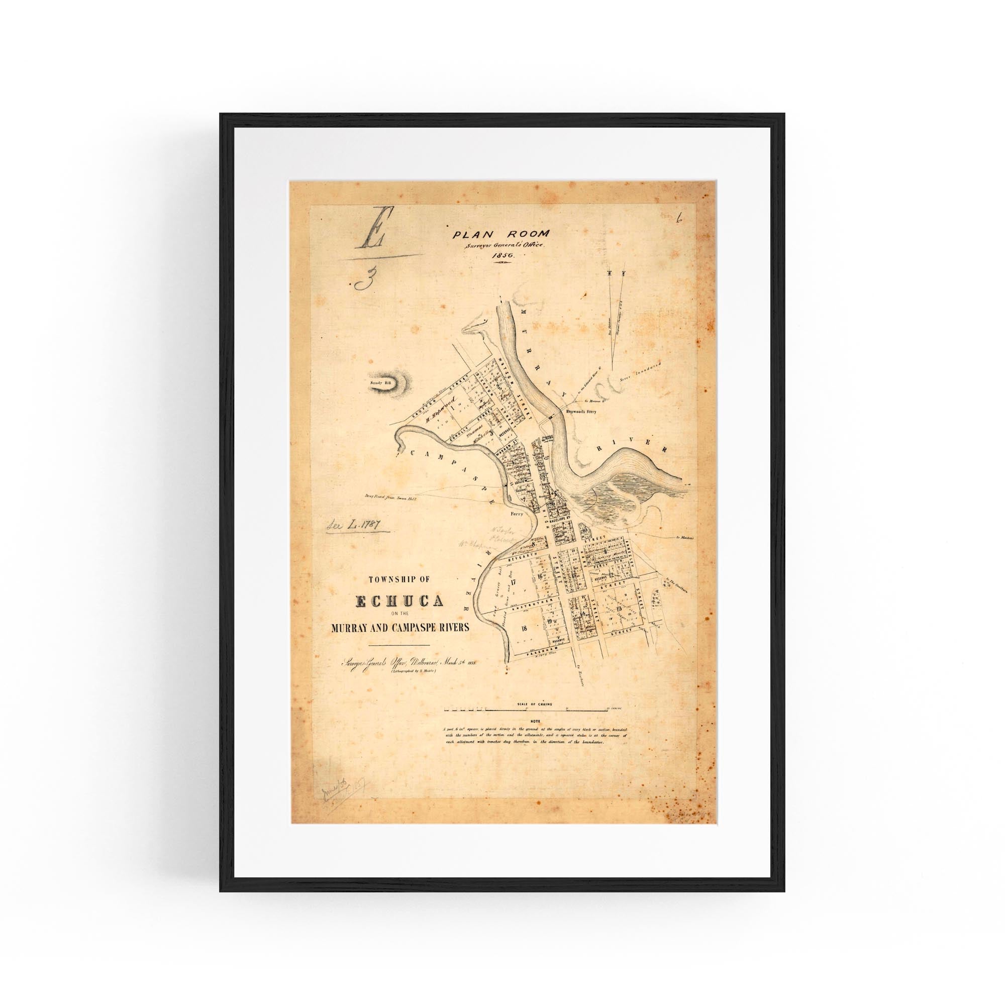 1855 Vintage Map of Echuca, Victoria Australia – Vintage Maps