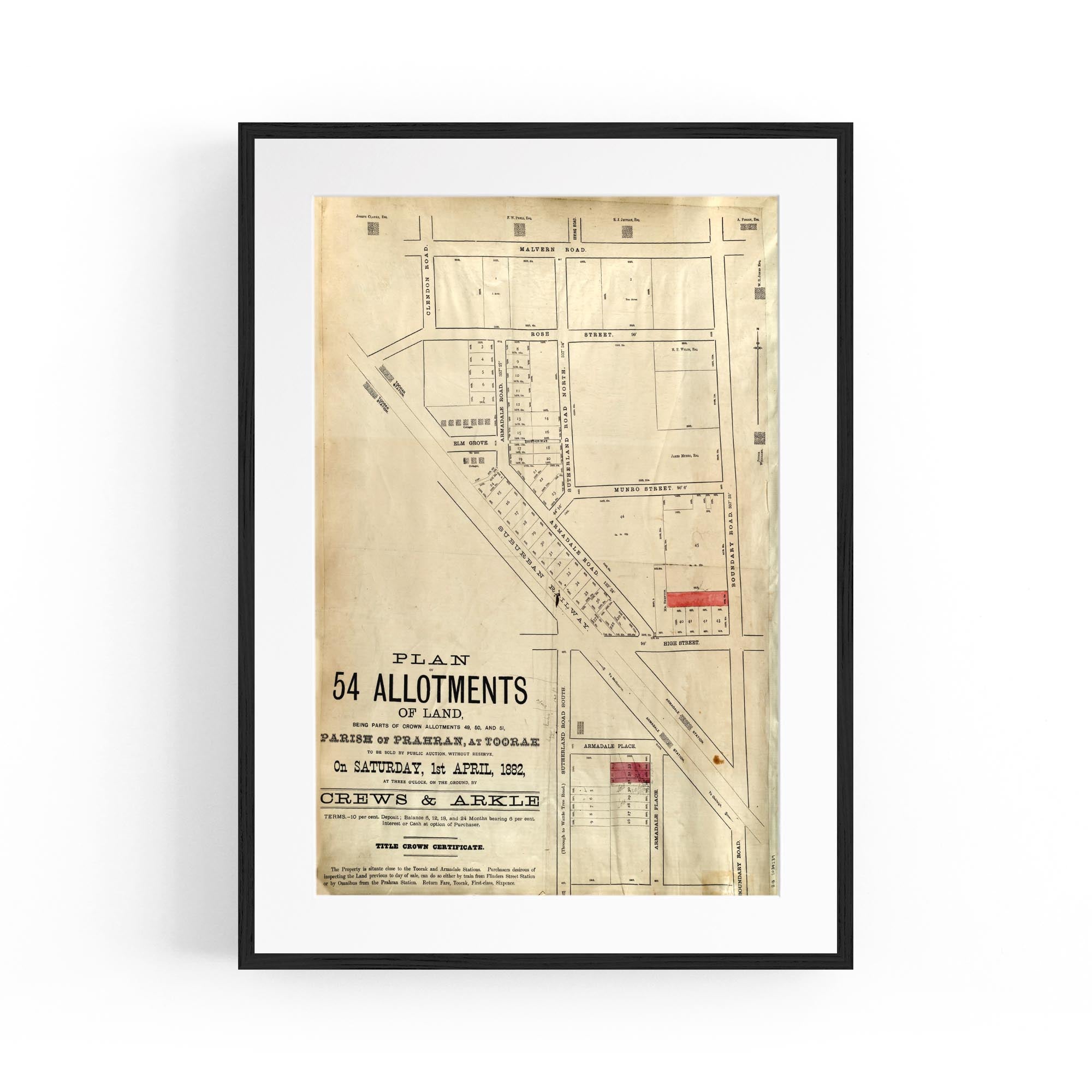 1882 Vintage Map of Armadale, Victoria Australia – Vintage Maps