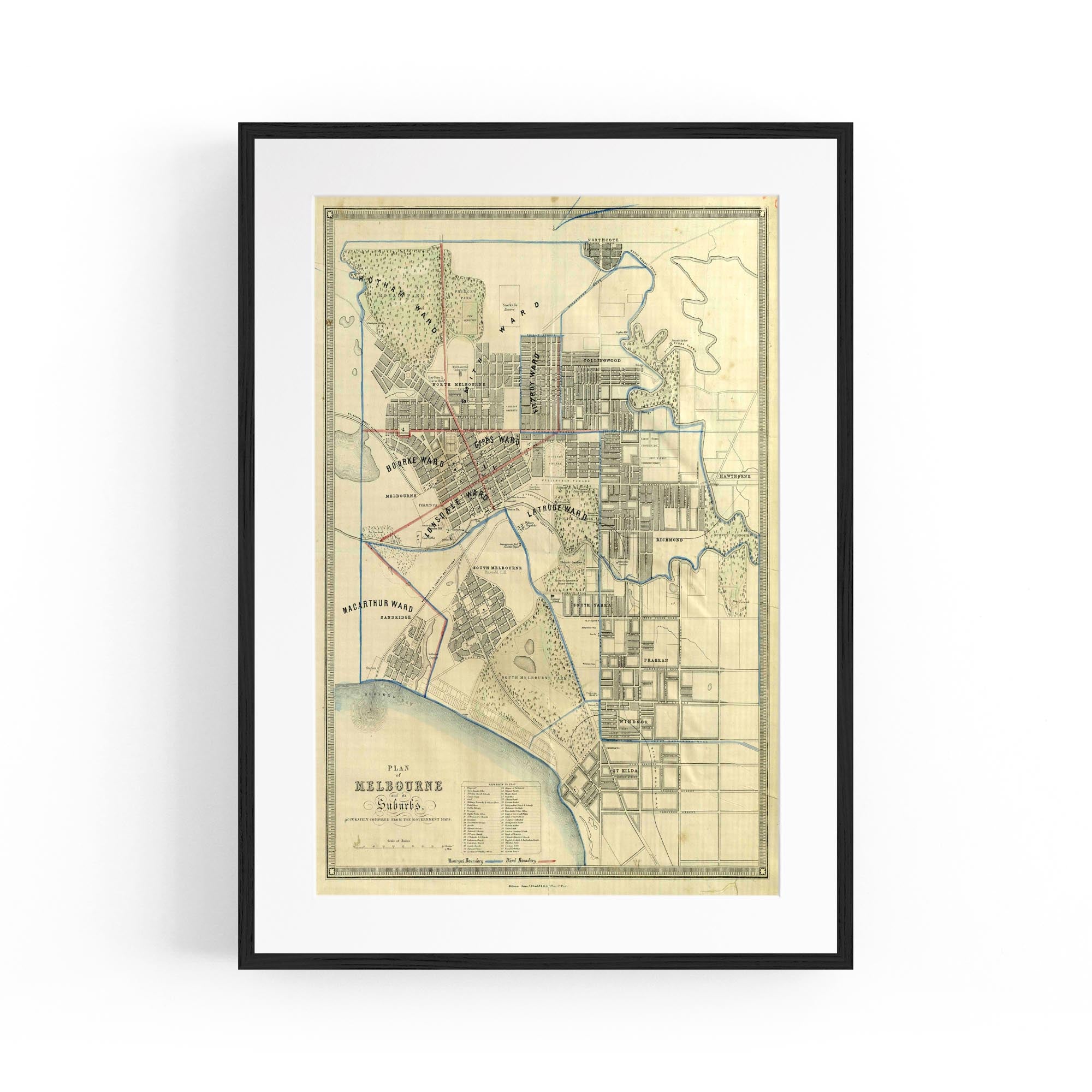 1850 Map of Melbourne and Suburbs – Vintage Maps
