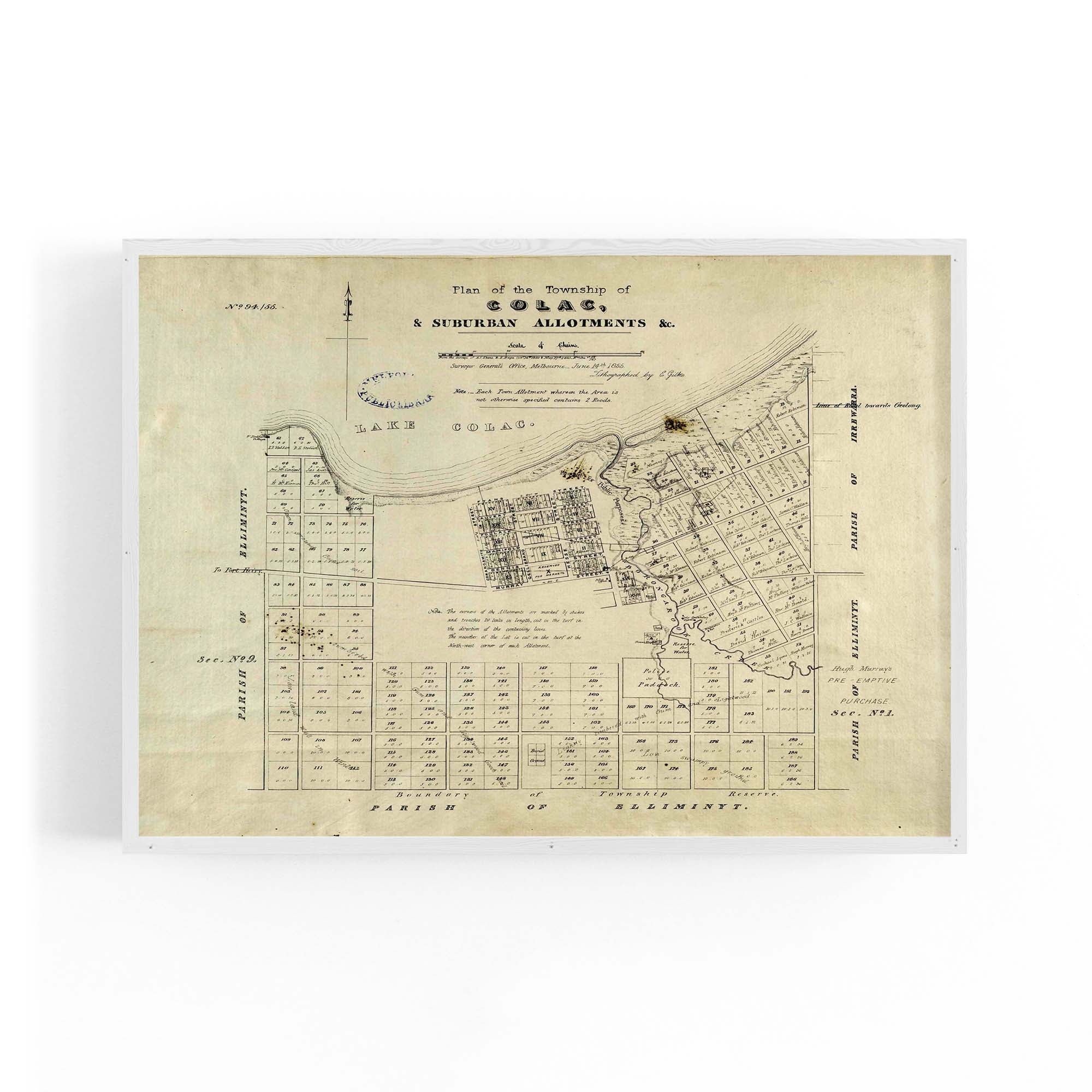1855 Vintage Map of Colac, Victoria Australia – Vintage Maps
