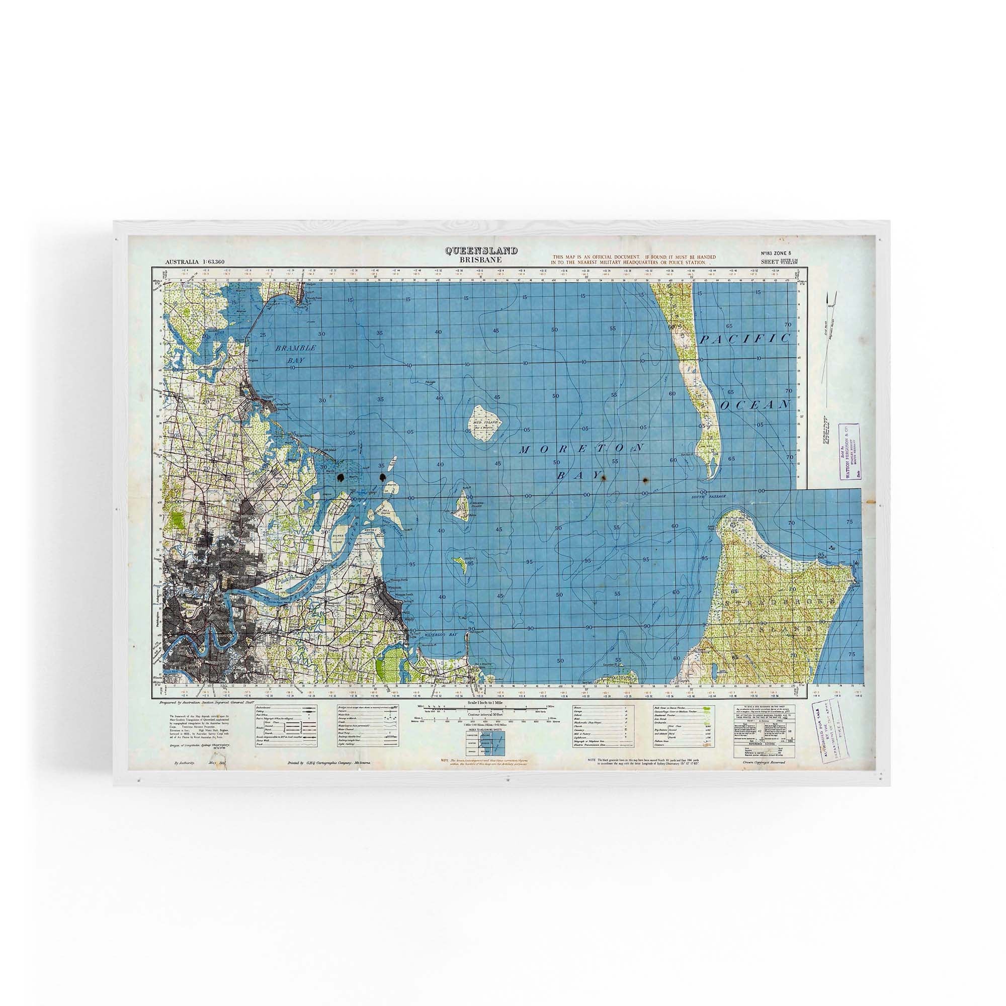 1937 Topographic Map of Brisbane, Queensland – Vintage Maps