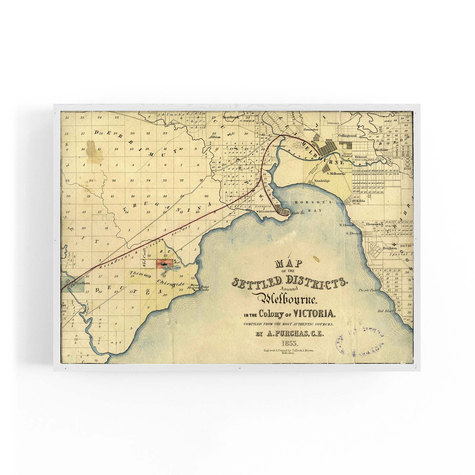 1853 Map of Melbourne and Suburbs – Vintage Maps