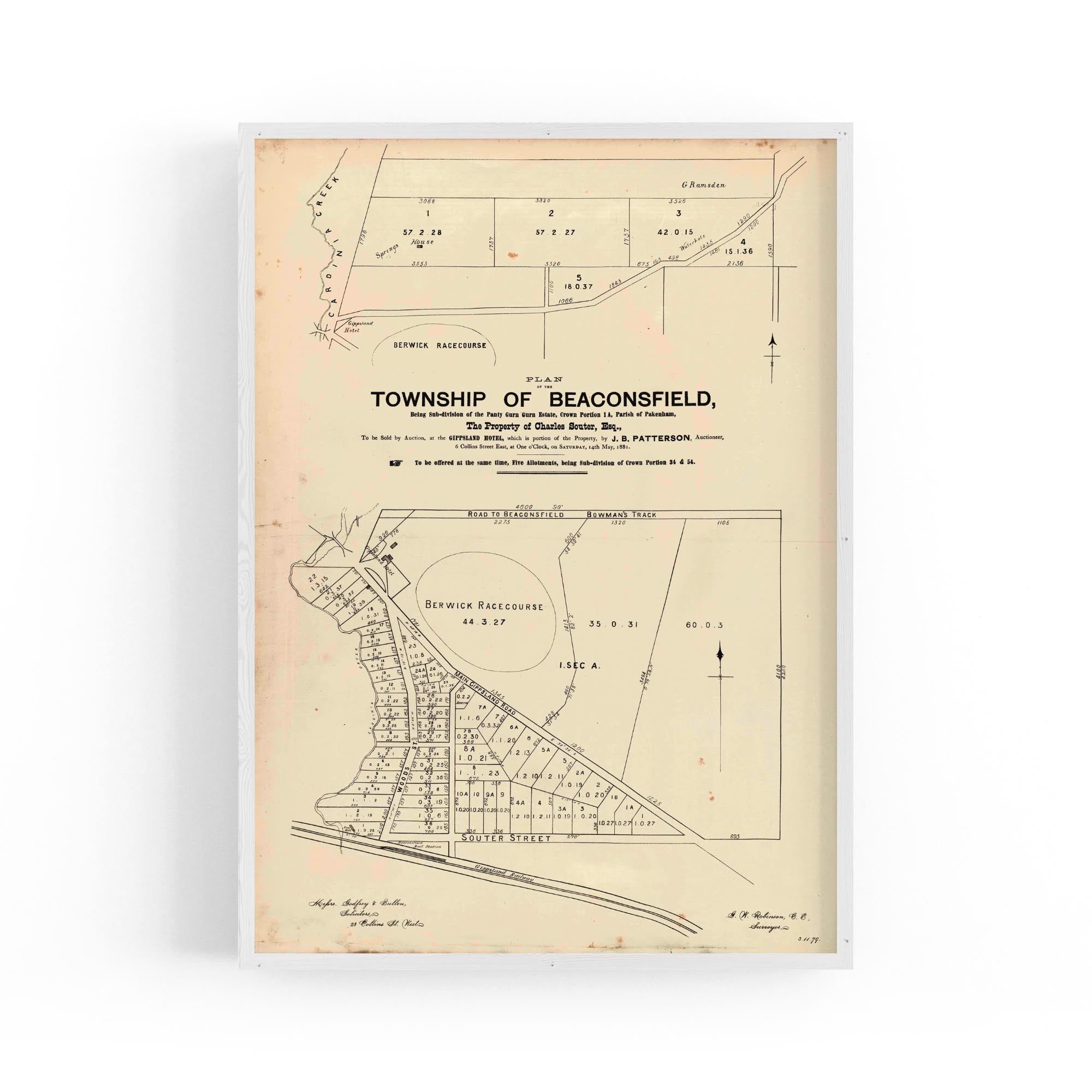 1881 Vintage Map of Beaconsfield, Victoria Australia – Vintage Maps
