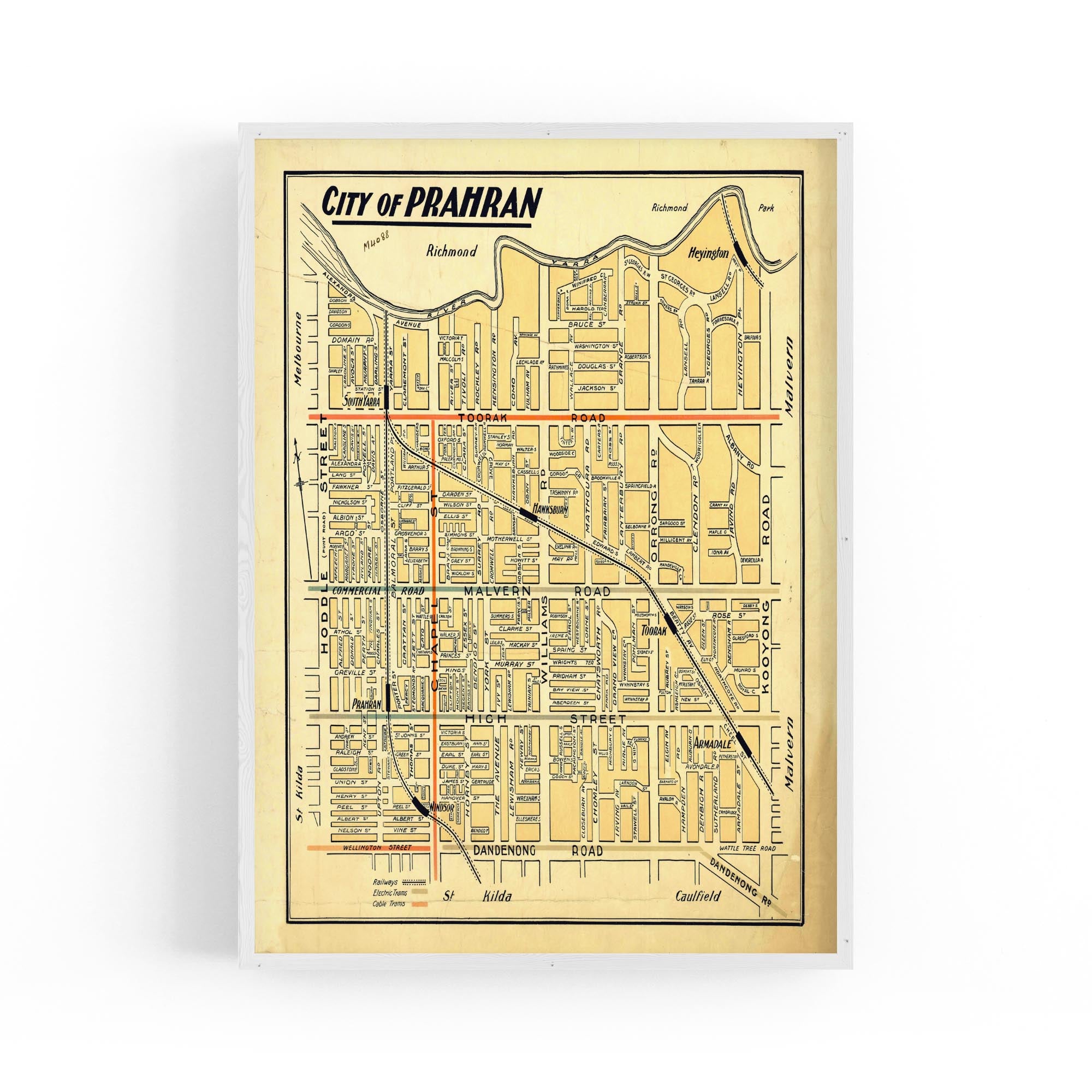 1919 Vintage Map of Prahran, South Yarra & Windsor, Victoria – Vintage Maps