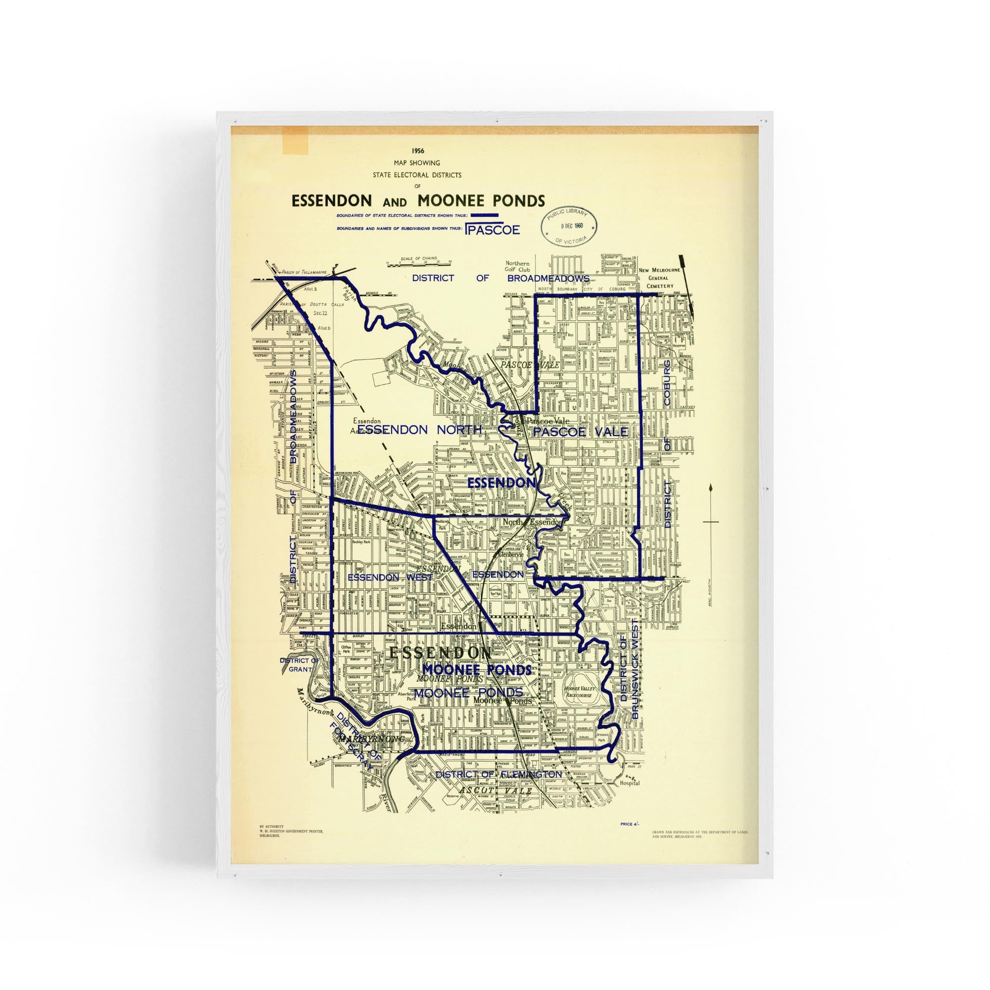 1956 Map of Essendon, Moonee Ponds & Surrounds, Victoria – Vintage Maps