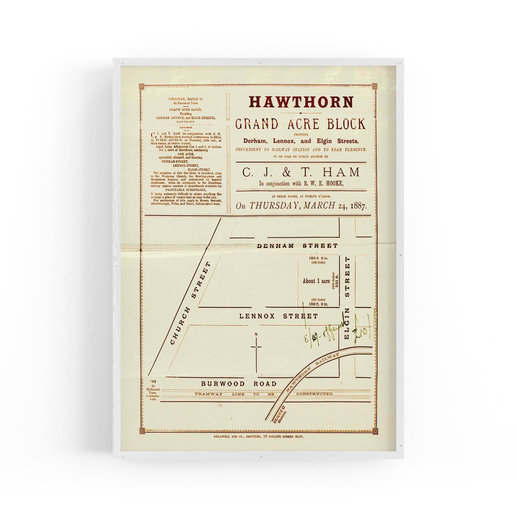 1887 Vintage Map of Hawthorn, Victoria Australia – Vintage Maps