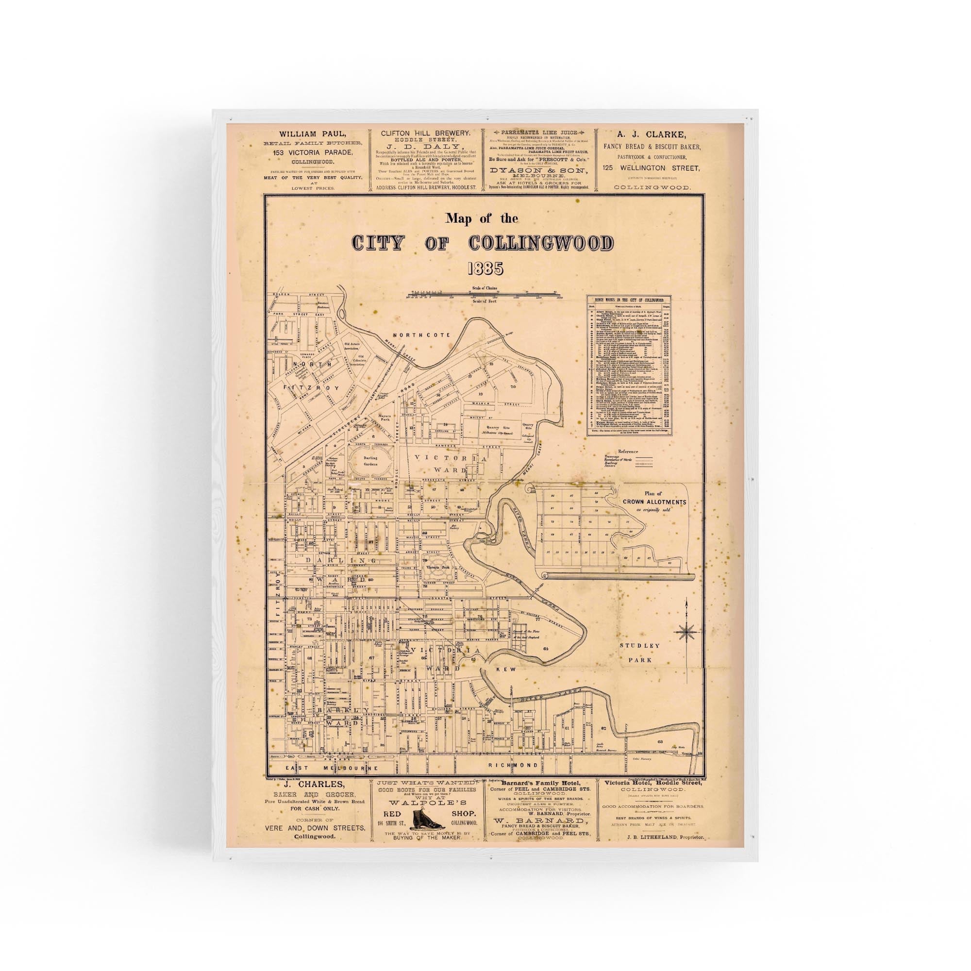 1885 Vintage Map of Collingwood, Victoria – Vintage Maps