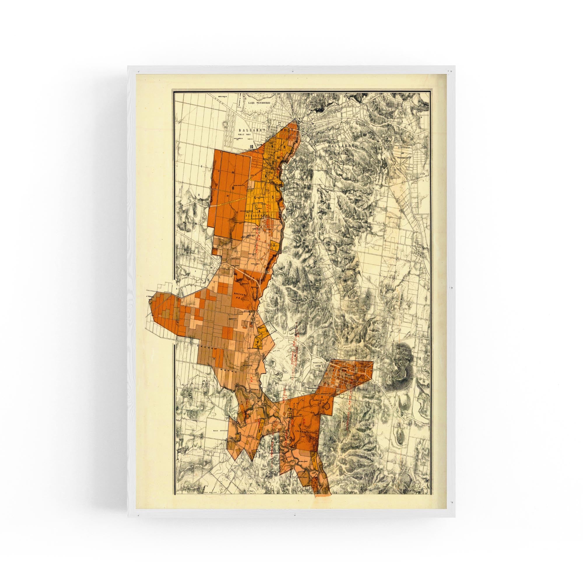 1870s Plan of Ballarat, Sebastopol and Buninyong Gold Fields, Victoria ...