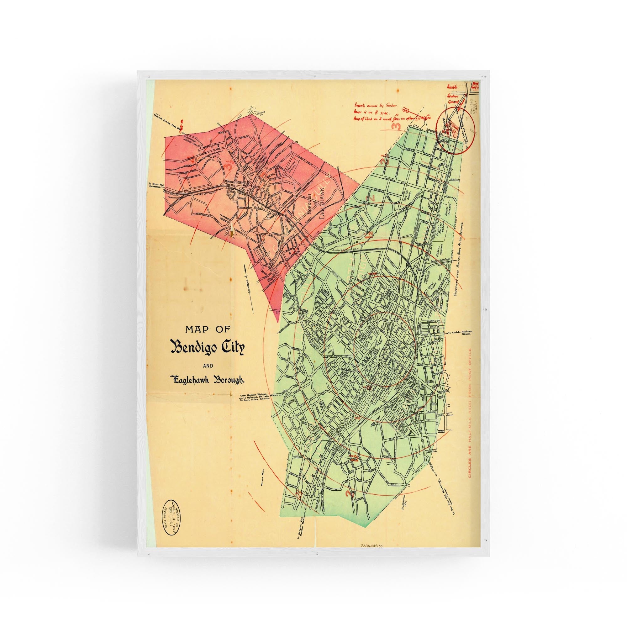 1928 Map of Bendigo and Eaglehawk, Victoria Australia – Vintage Maps