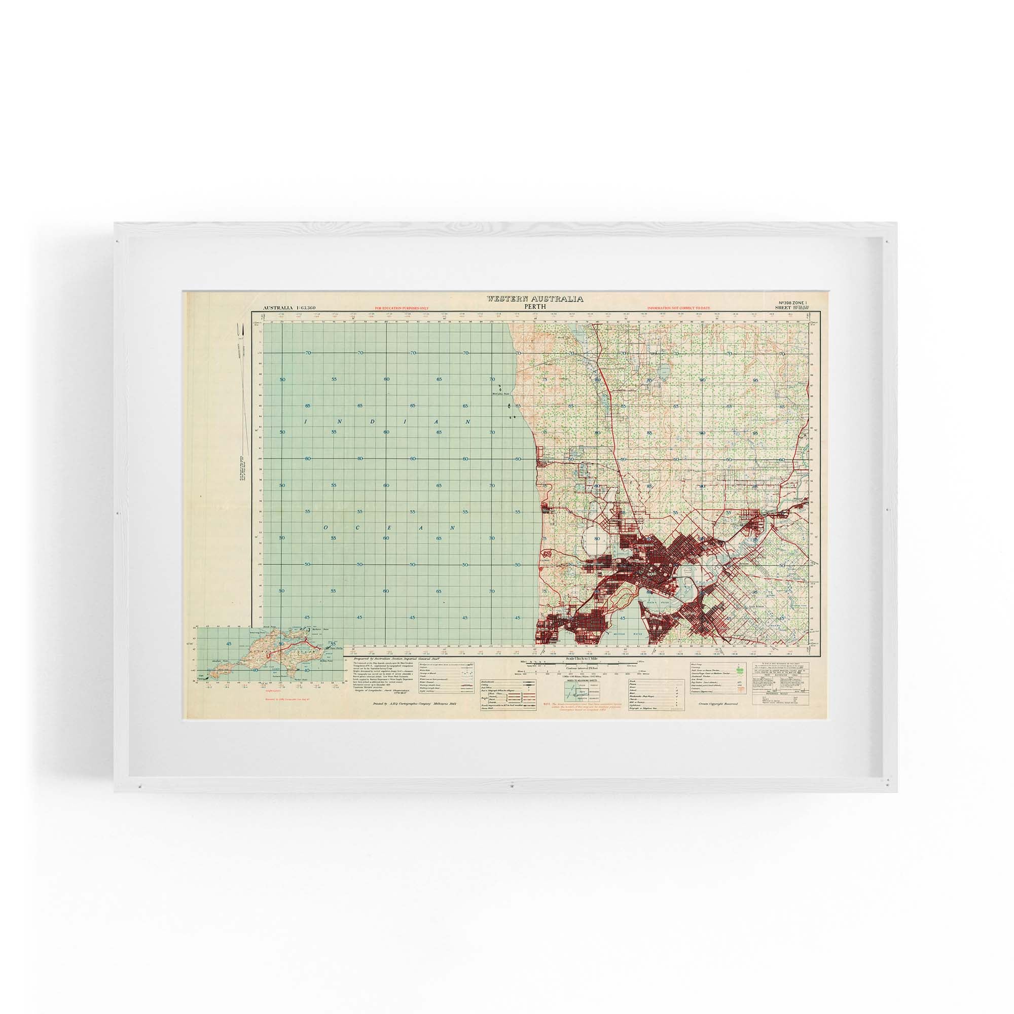 1942 Map of Perth & Surrounds, Western Australia – Vintage Maps