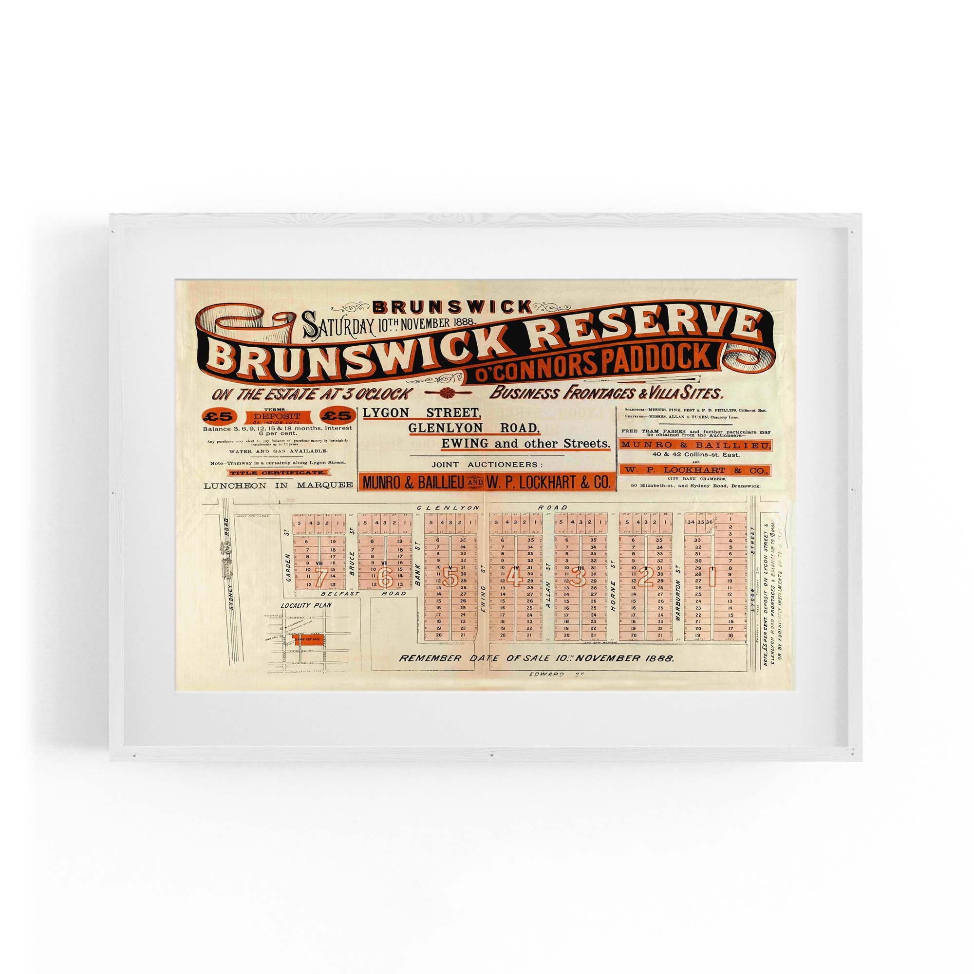 1888 Vintage Map of Brunswick, Victoria Australia – Vintage Maps