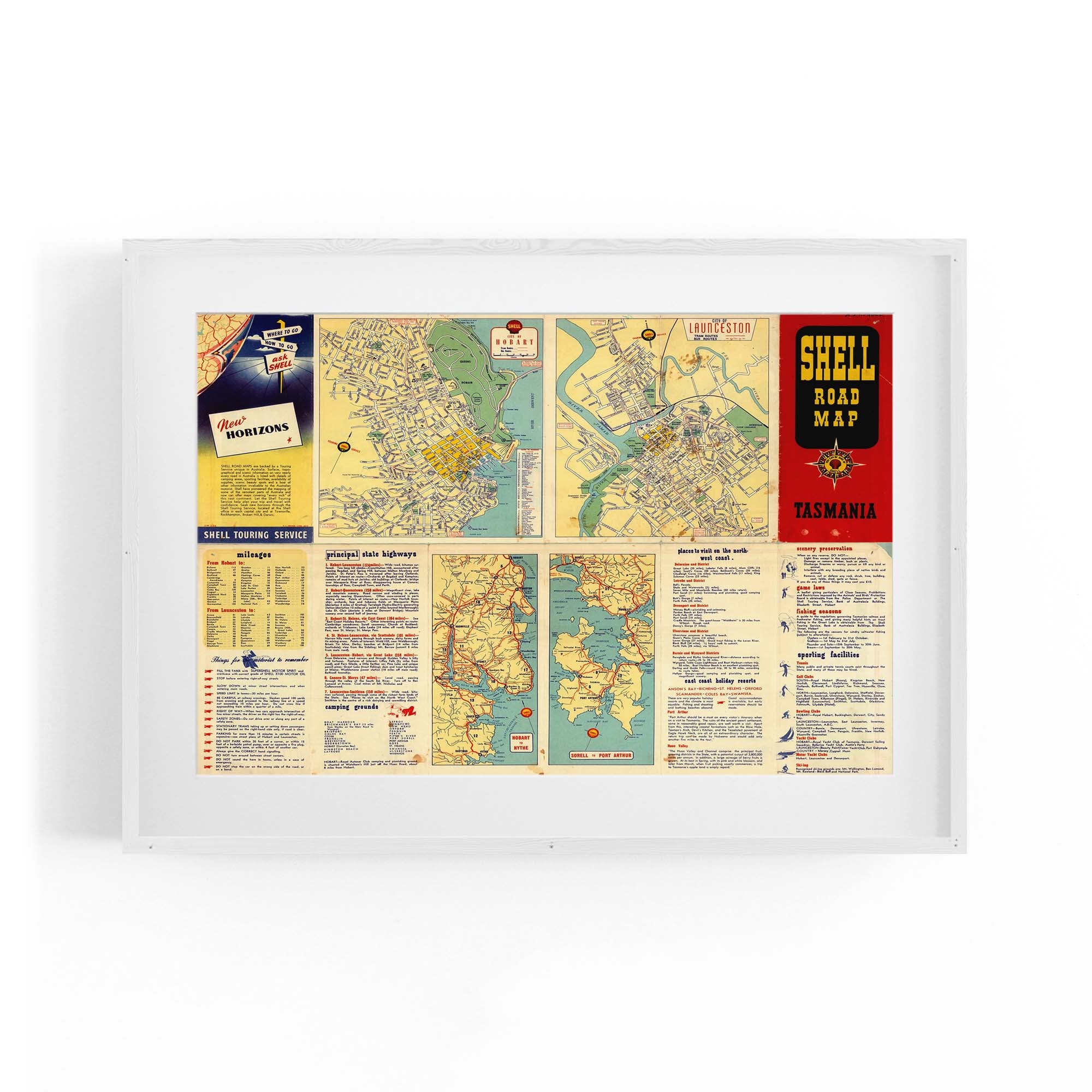 1956 Shell Road Map of Tasmania (Detail Page) – Vintage Maps