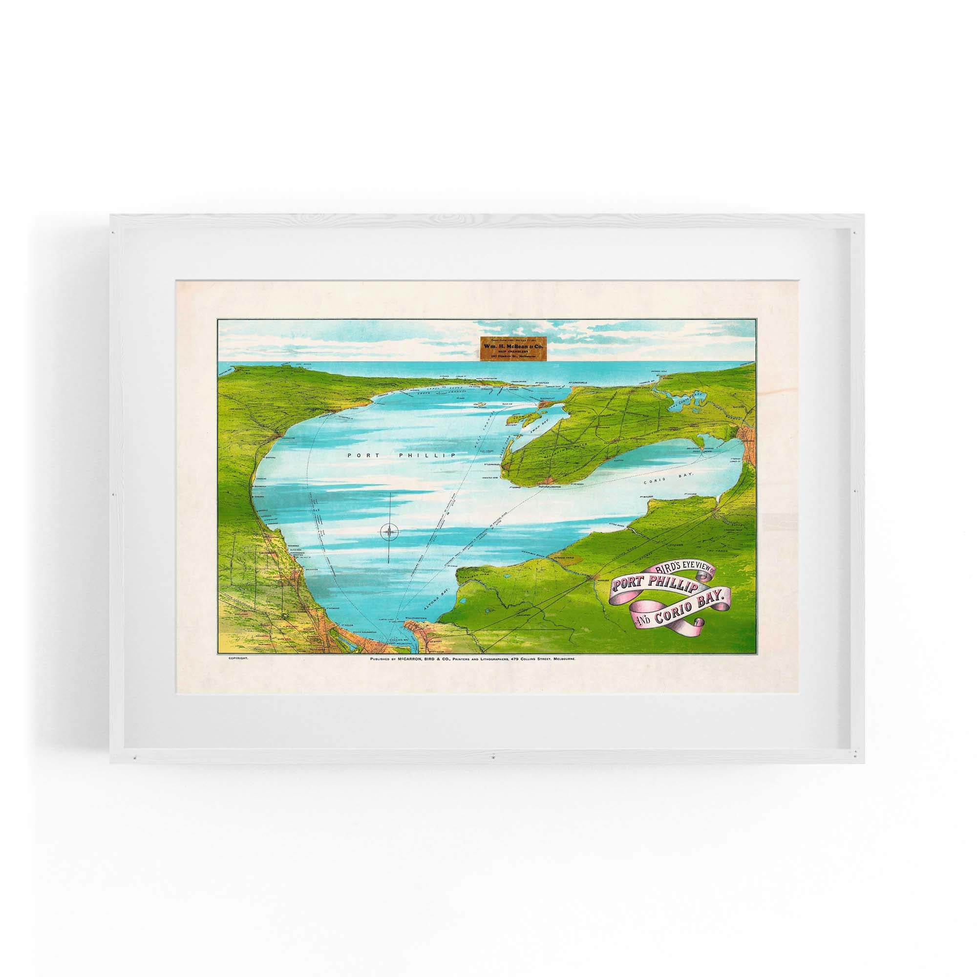 1894 Bird's Eye View of Port Phillip and Corio Bay – Vintage Maps