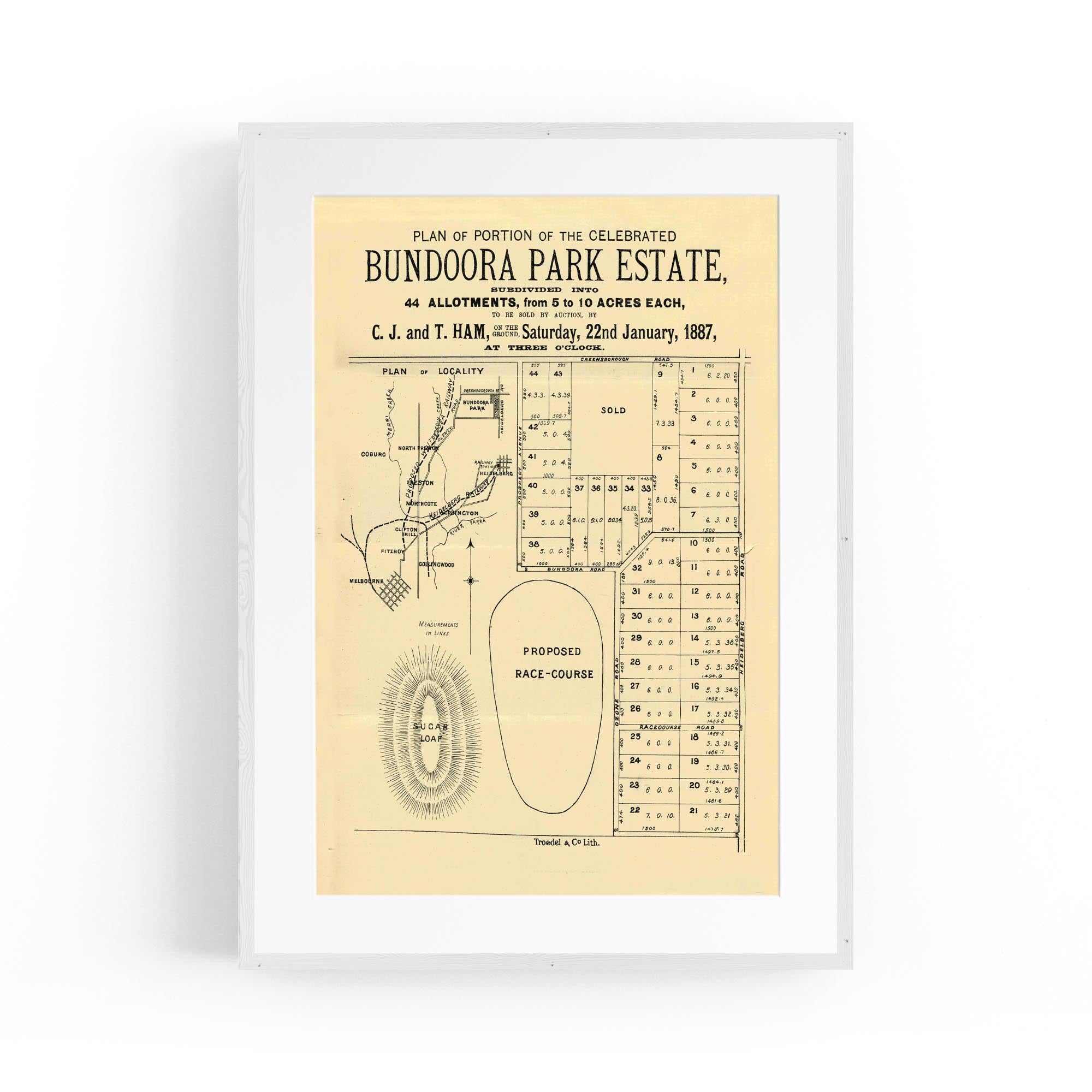 1887 Vintage Map of Bundoora, Victoria Australia – Vintage Maps
