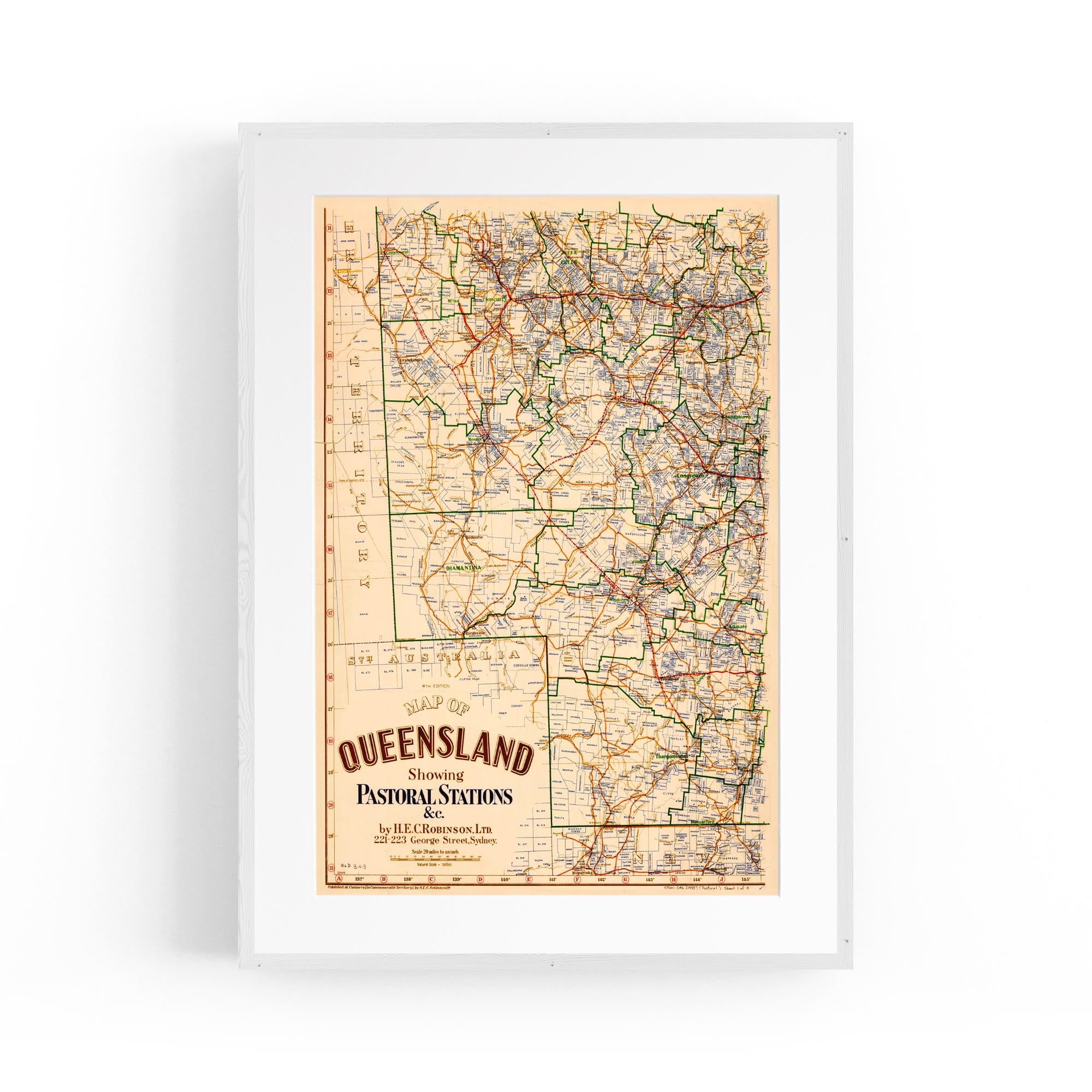 1933 Map of South-West Queensland – Vintage Maps