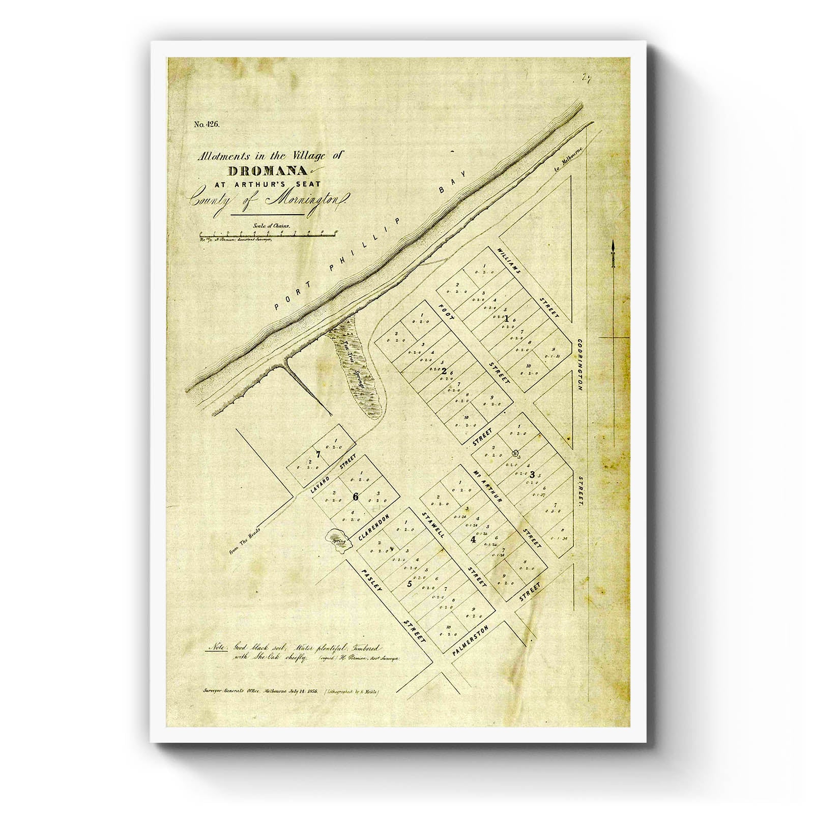 Dromana, Victoria Australia Vintage Map #10 (1856) – Vintage Maps