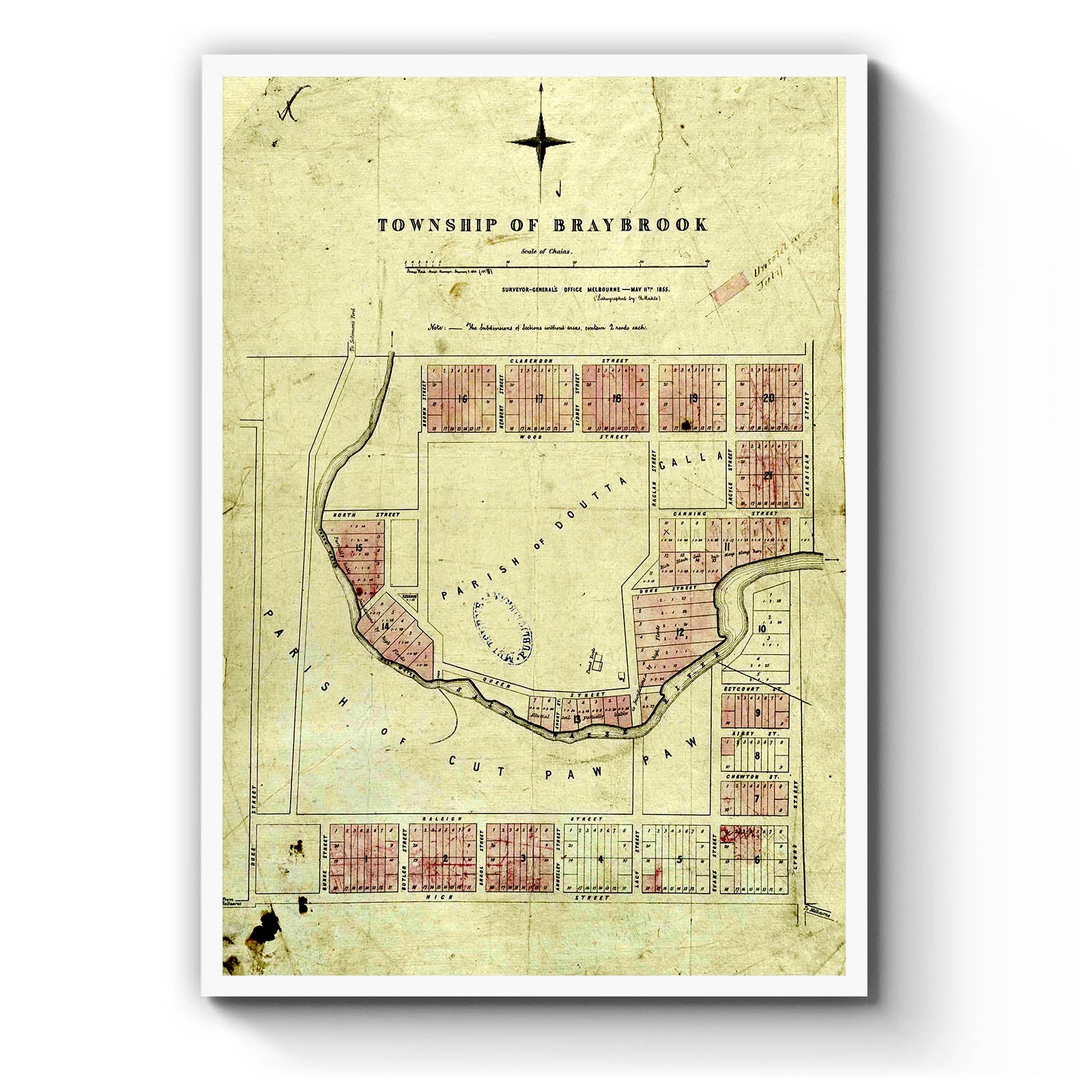 Braybrook, Victoria Australia Vintage Map #12 (1855) – Vintage Maps