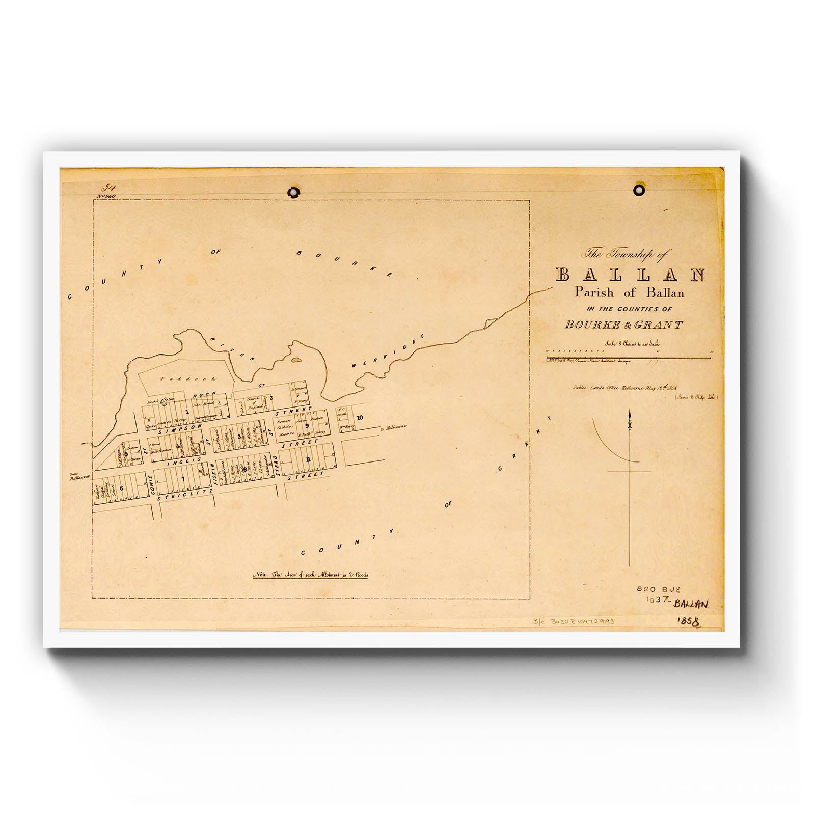 Ballan, Victoria Australia Vintage Map #5 (1858) – Vintage Maps