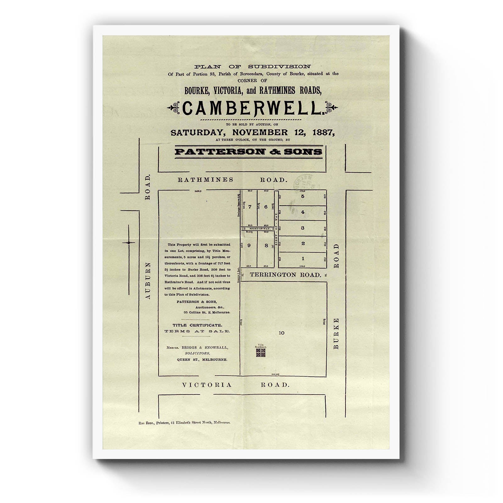 Camberwell, Victoria Australia Vintage Map #60 (1887) – Vintage Maps