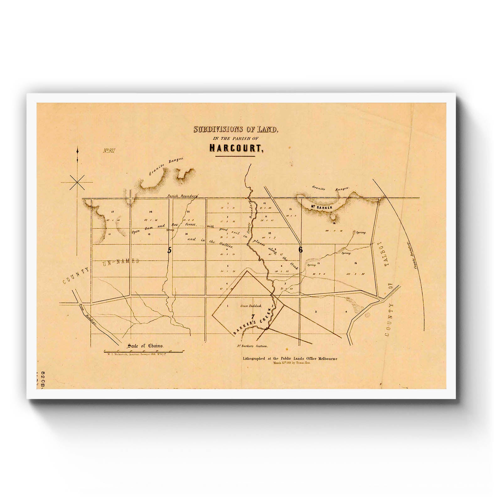 Harcourt, Victoria Australia Vintage Map #2 (1858) – Vintage Maps