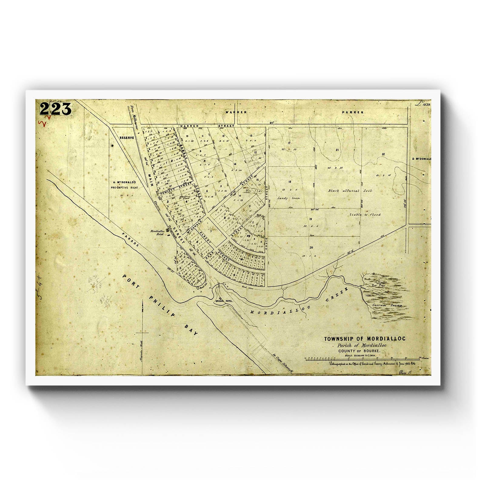 Mordialloc, Victoria Australia Vintage Map #27 (1863) – Vintage Maps