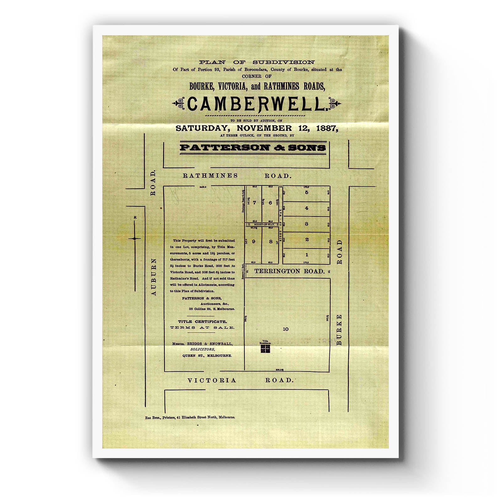 Camberwell, Victoria Australia Vintage Map #62 (1887) – Vintage Maps