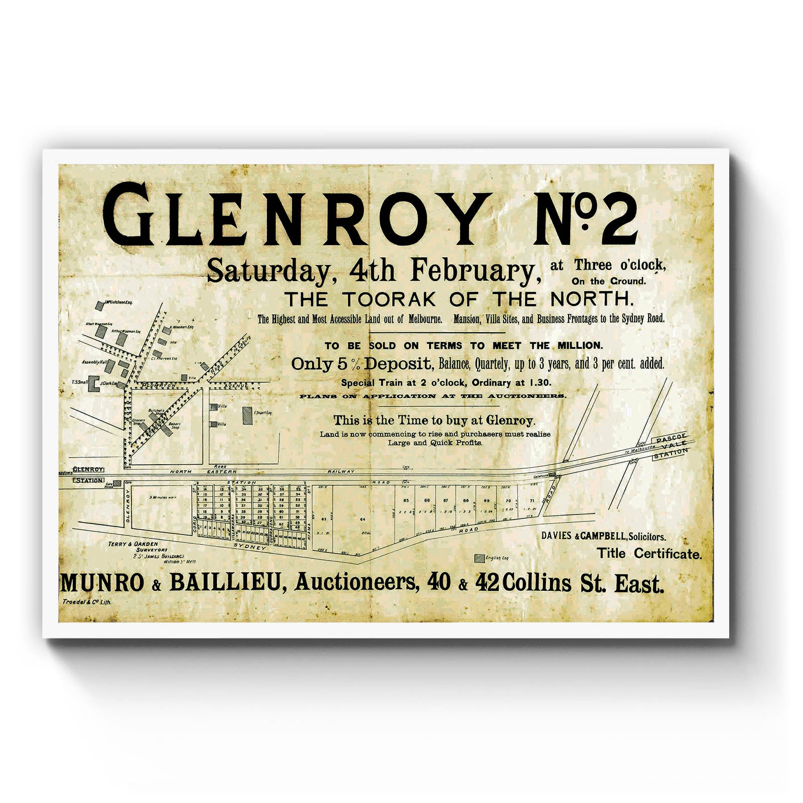 Glenroy, Victoria Australia Vintage Map #2 (1888?) – Vintage Maps