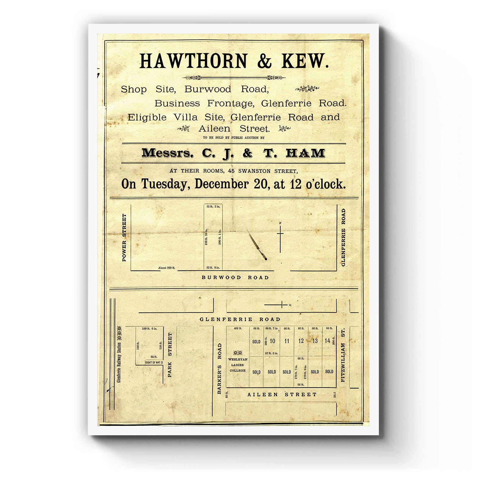 Kew, Victoria Australia Vintage Map #46 (1887?) – Vintage Maps
