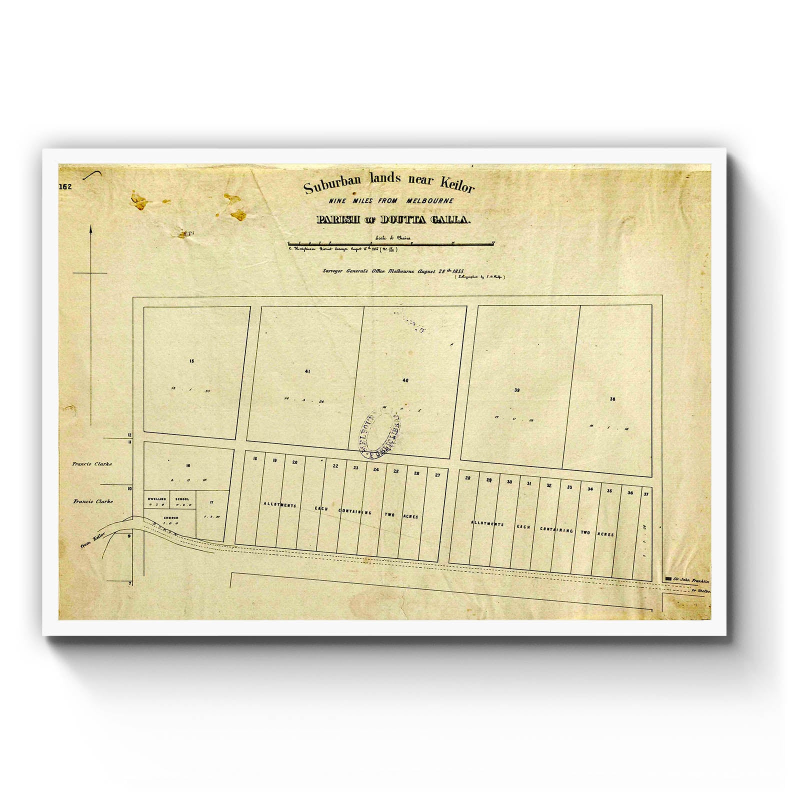 Keilor, Victoria Australia Vintage Map #3 (1855) – Vintage Maps