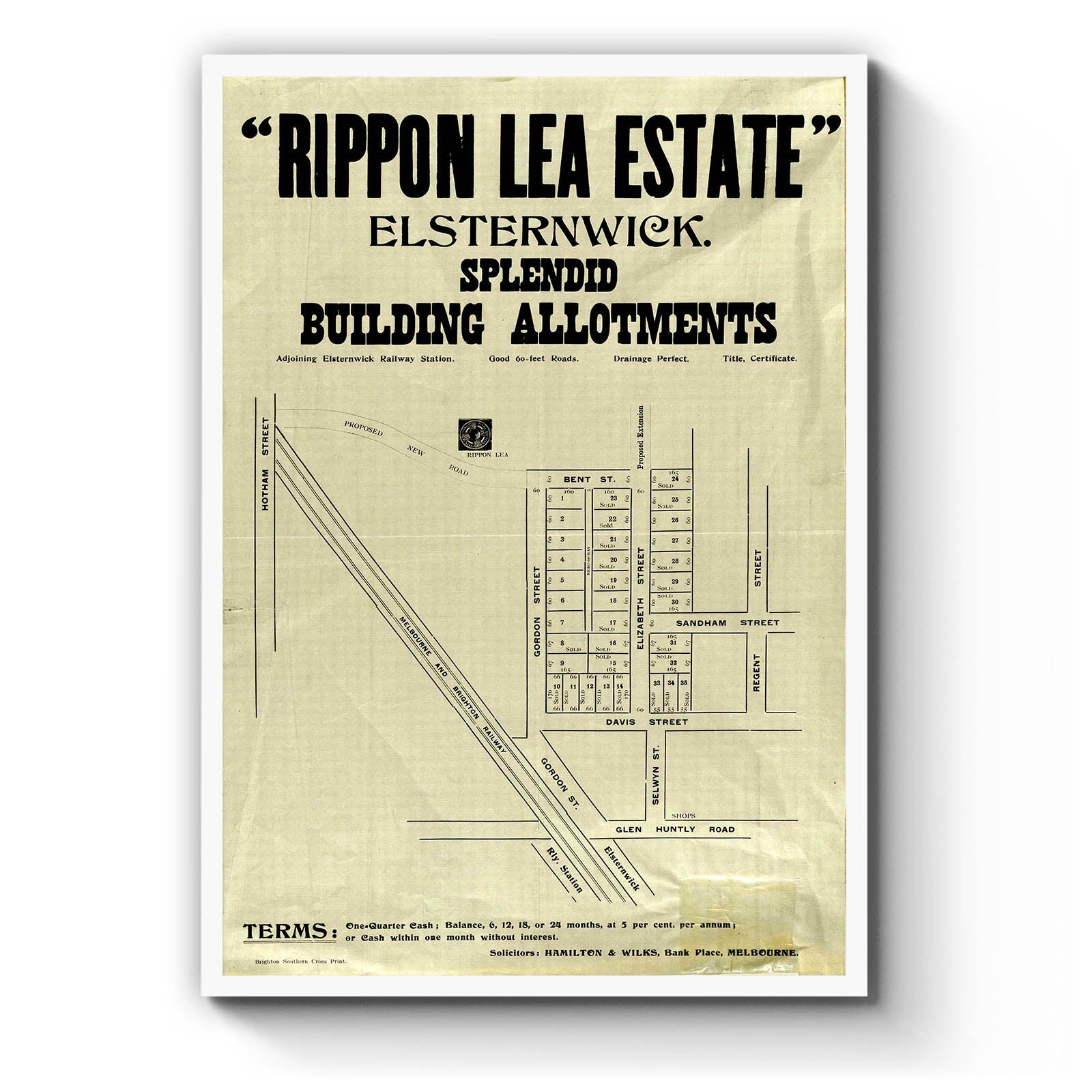 Elsternwick, Victoria Australia Vintage Map #27 (188-?) – Vintage Maps