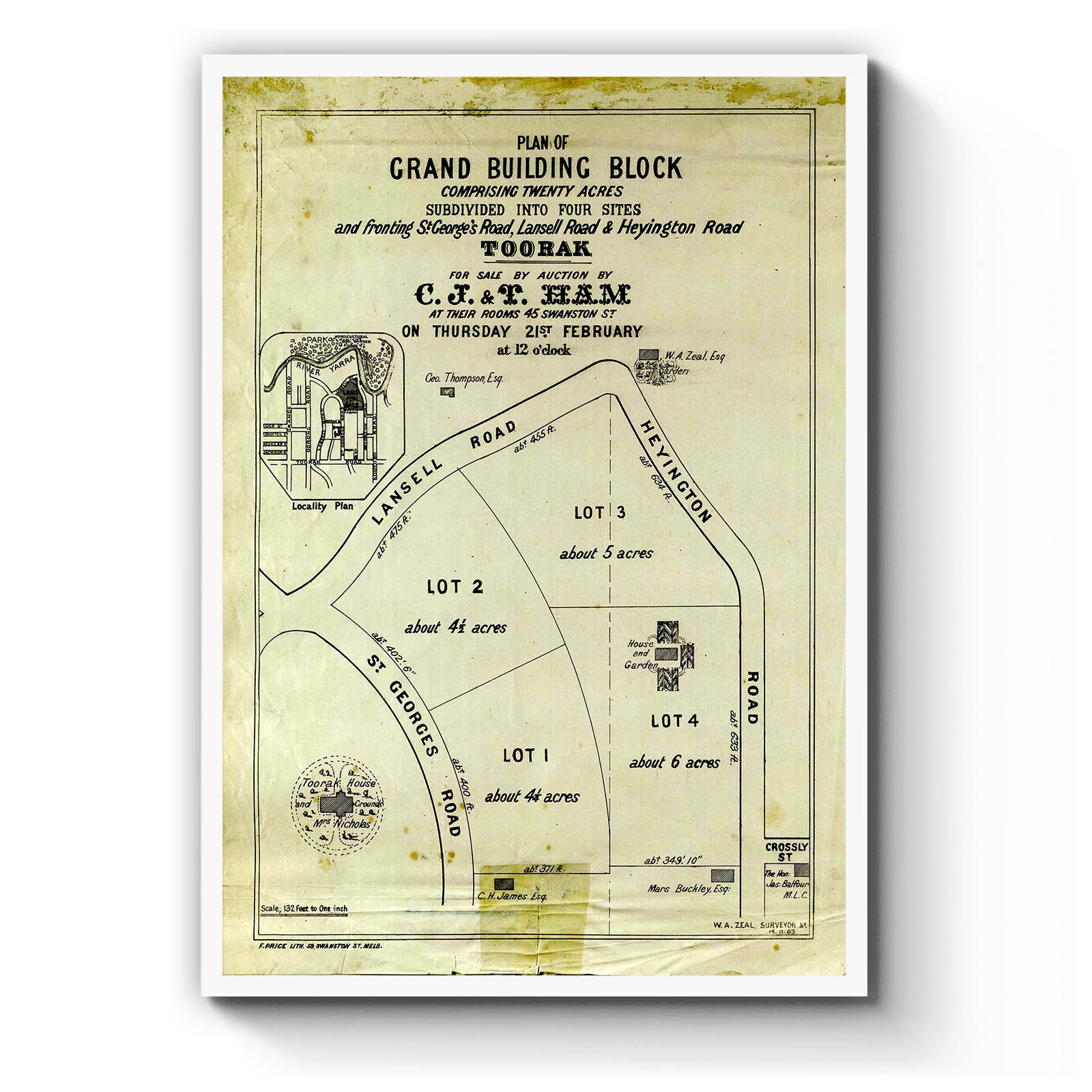 Toorak, Victoria Australia Vintage Map #31 (1884?) – Vintage Maps