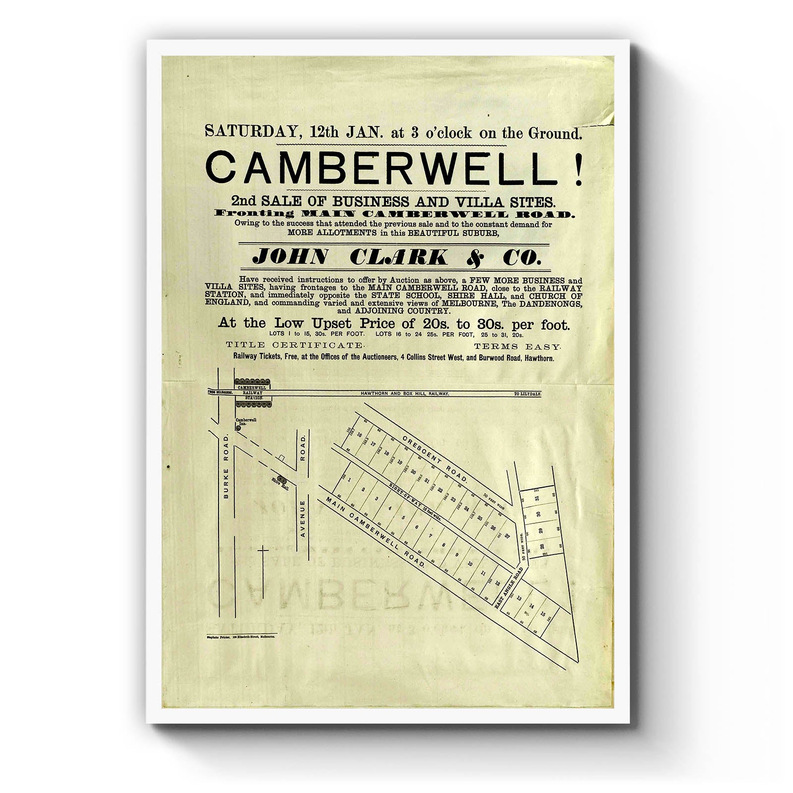 Camberwell, Victoria Australia Vintage Map #94 (1884?) – Vintage Maps