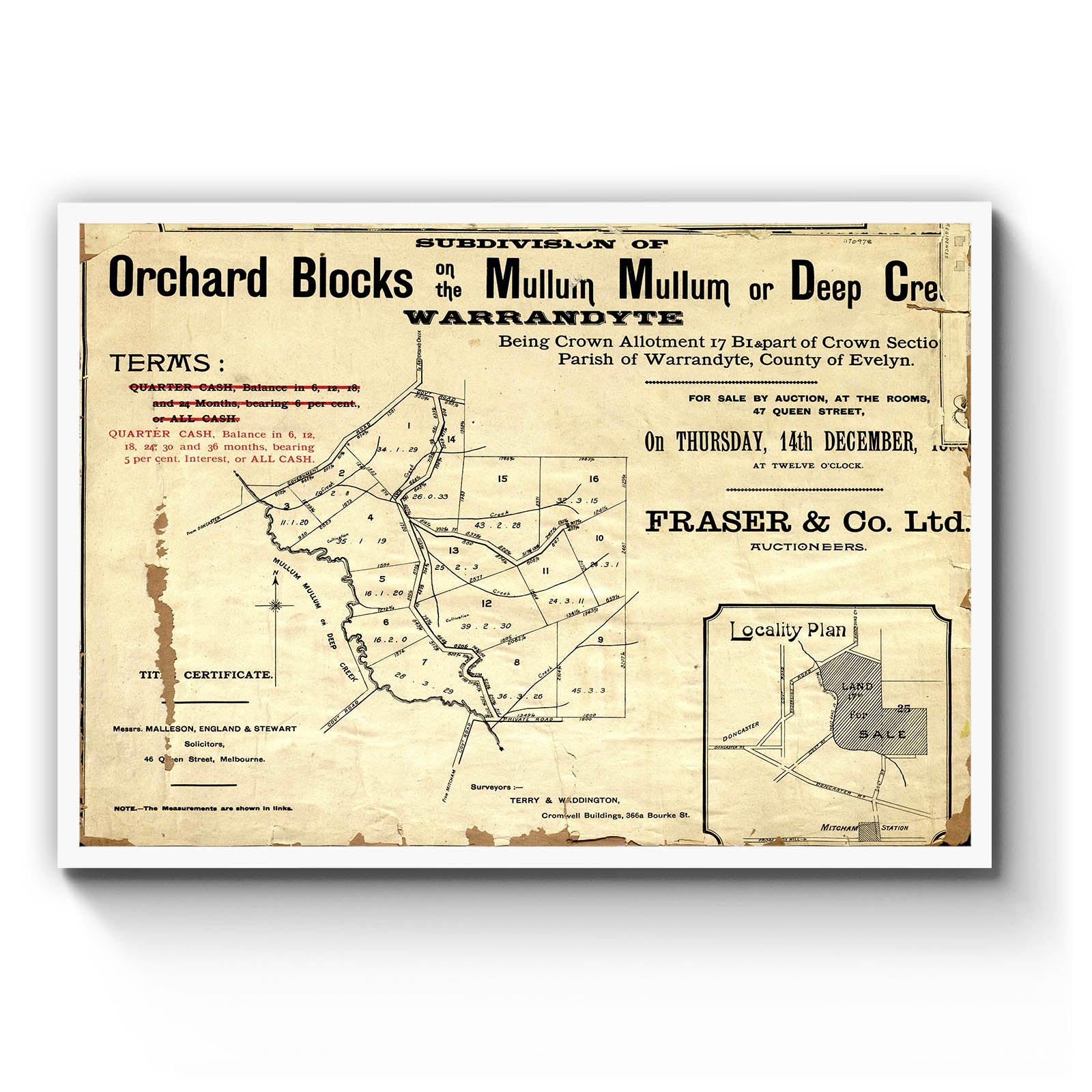Warrandyte, Victoria Australia Vintage Map #2 (1882?) – Vintage Maps