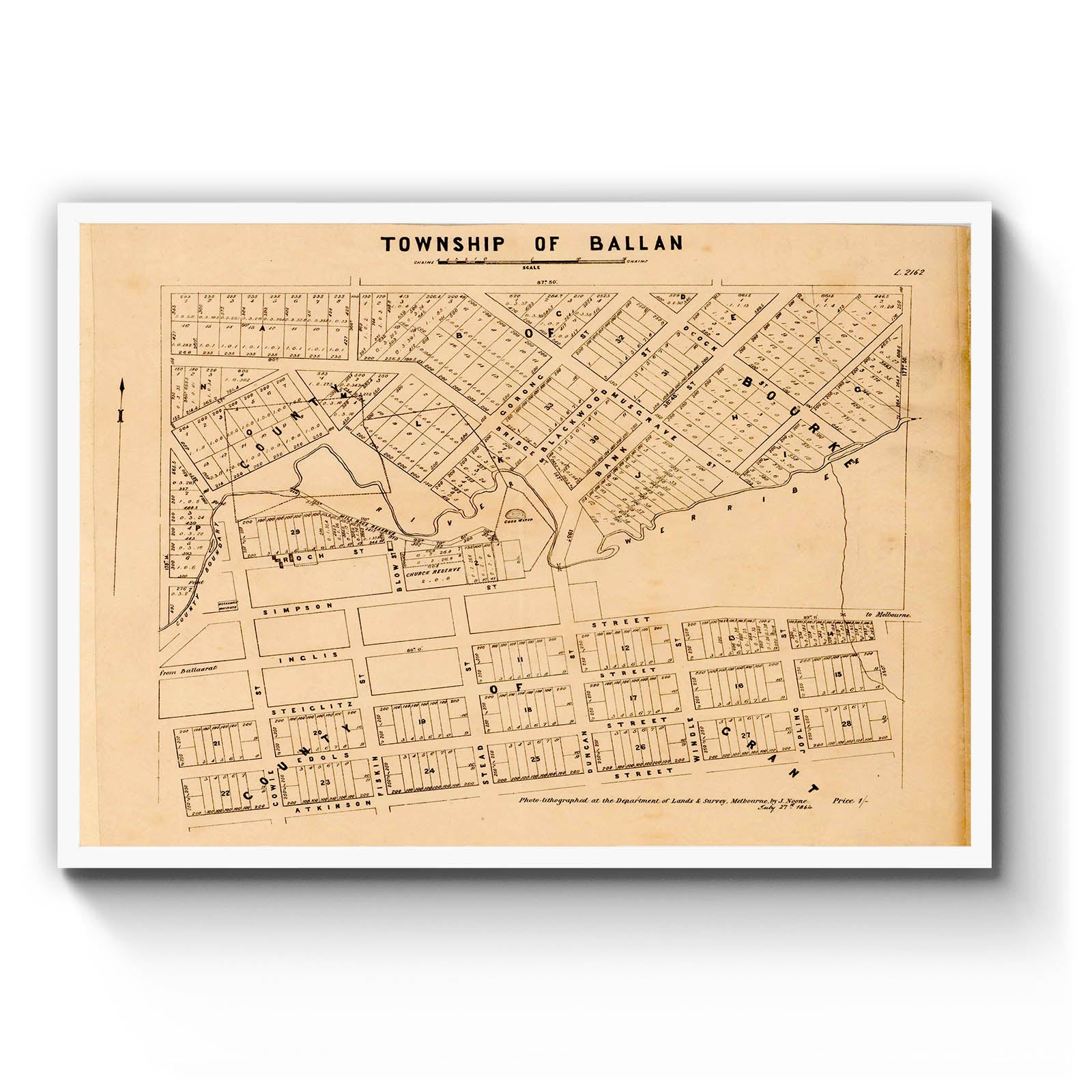 Ballan, Victoria Australia Vintage Map #3 (1864) – Vintage Maps