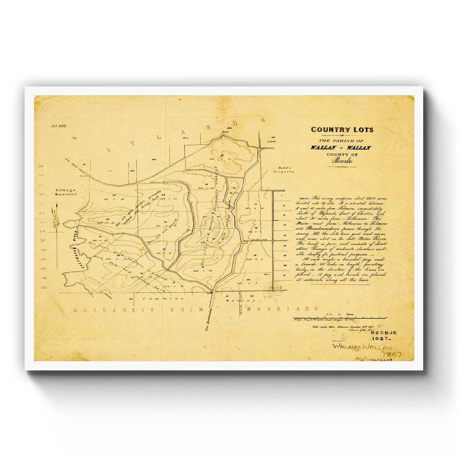 Wallan, Victoria Australia Vintage Map #3 (1857) – Vintage Maps