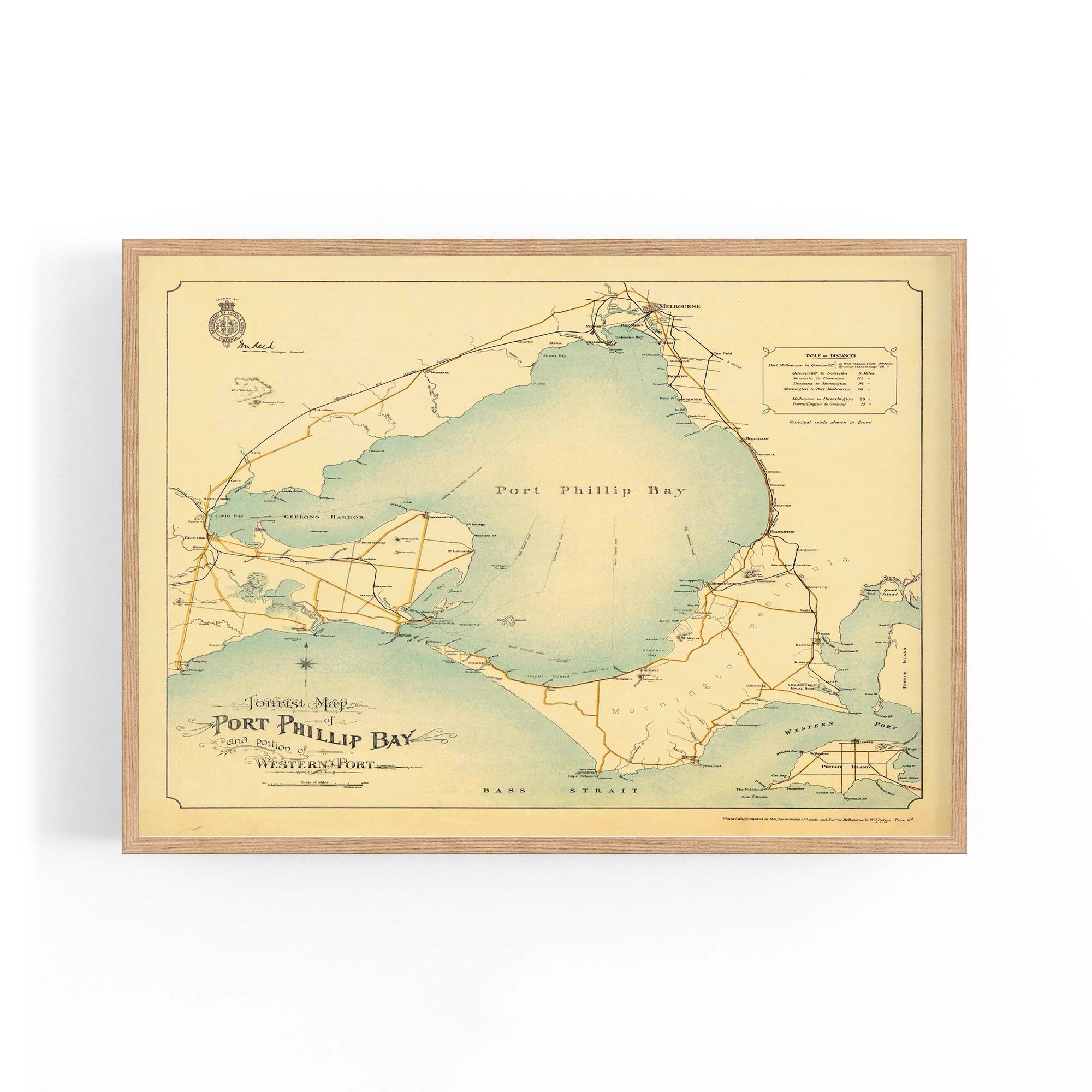 1914 Tourist Map of Port Phillip Bay, Victoria – Vintage Maps