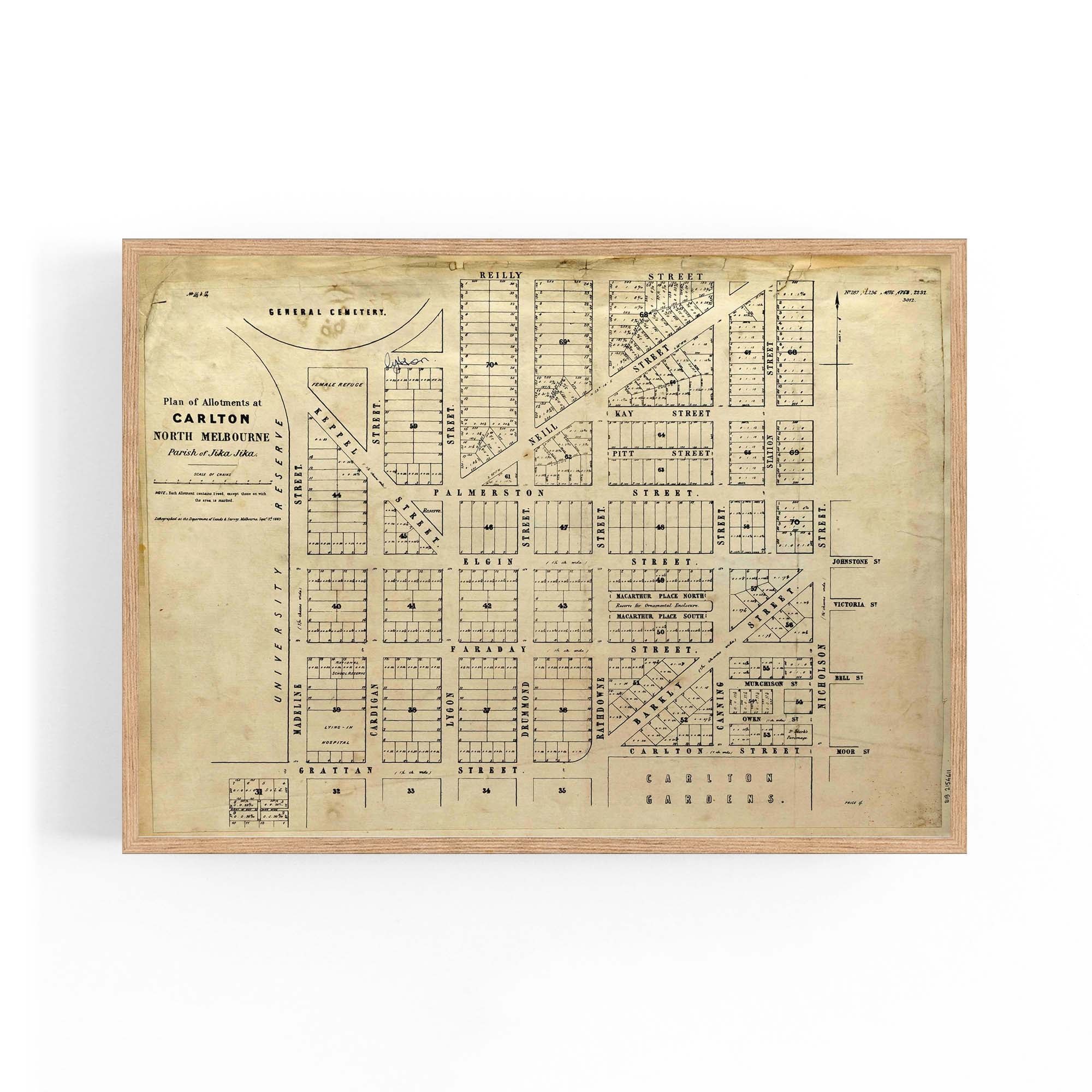 1863 Vintage Map of Carlton, Victoria Australia – Vintage Maps