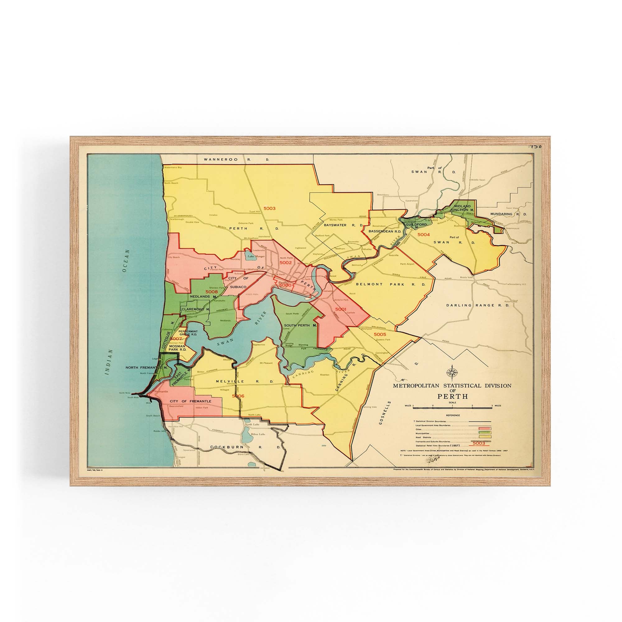 1958 Map of Perth & Surrounds, Western Australia – Vintage Maps